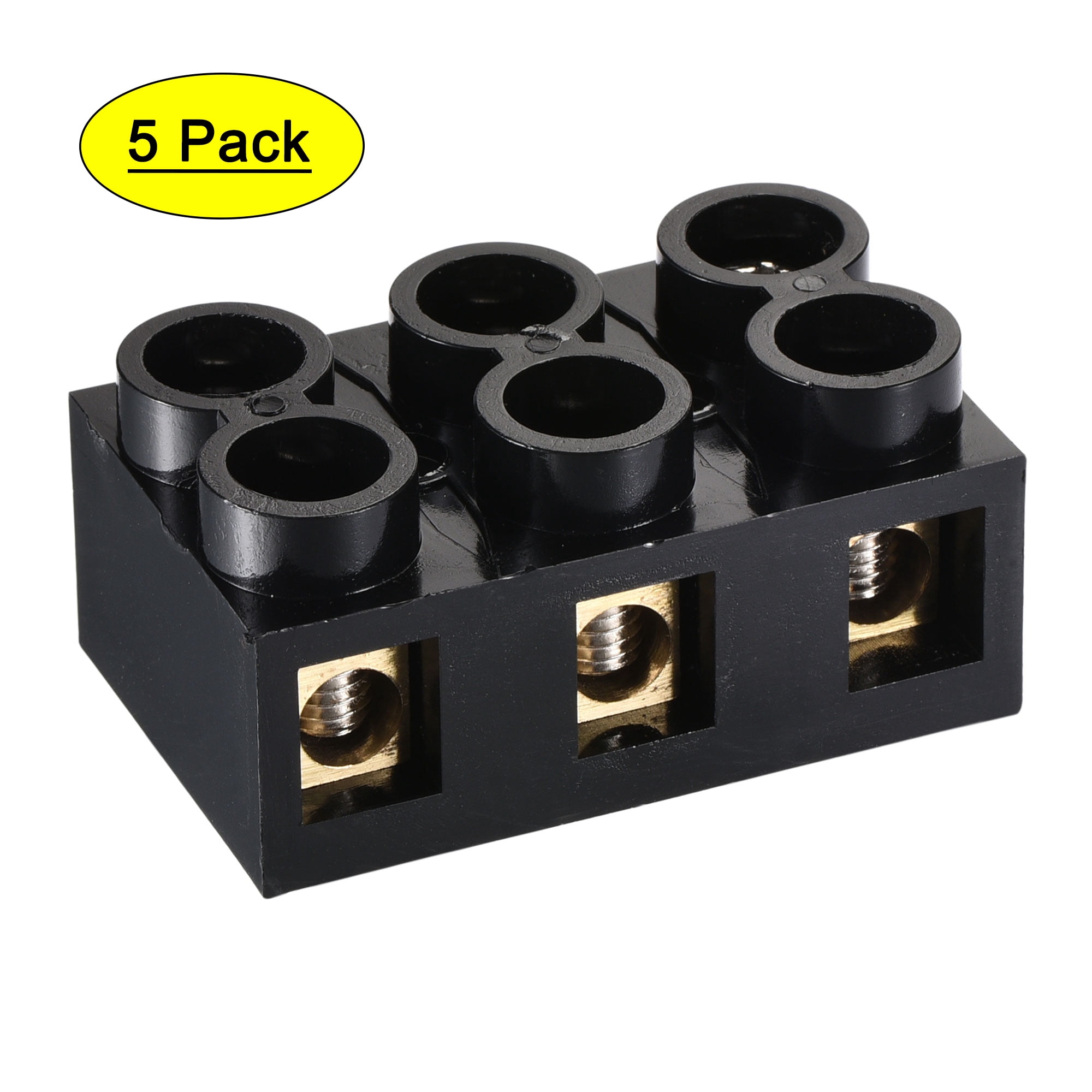 Uxcell Terminal Block 500V 60A Dual Row 3 Positions Screw Electric ...