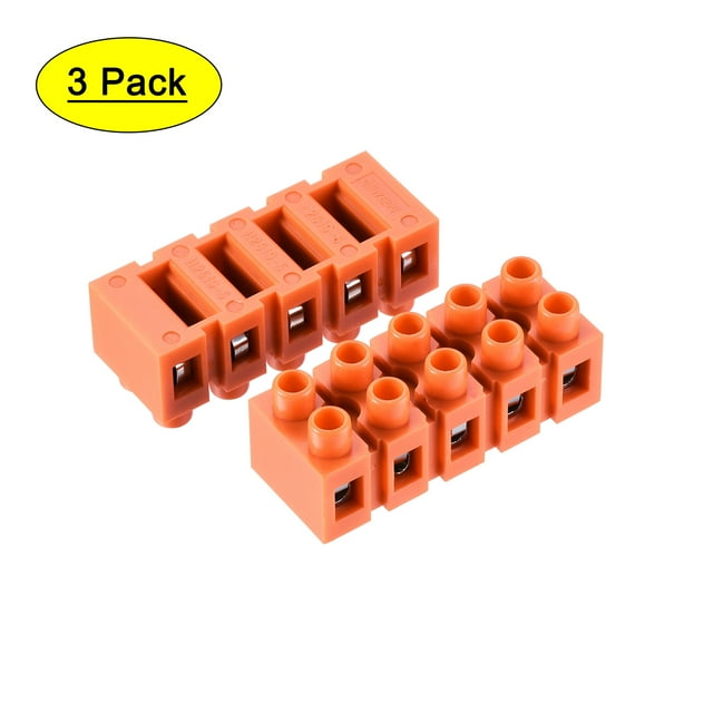 Uxcell Terminal Block 600V 36A Dual Row 5 Positions Screw Terminal Electric Barrier Strip 3 Pack ...
