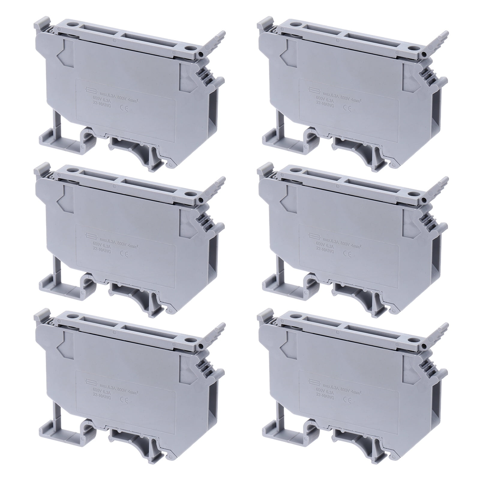 Uxcell Terminal Blocks 10 Pack TBR-F Rail Mount Fuse Holder Screw Terminal Block Wire End ...