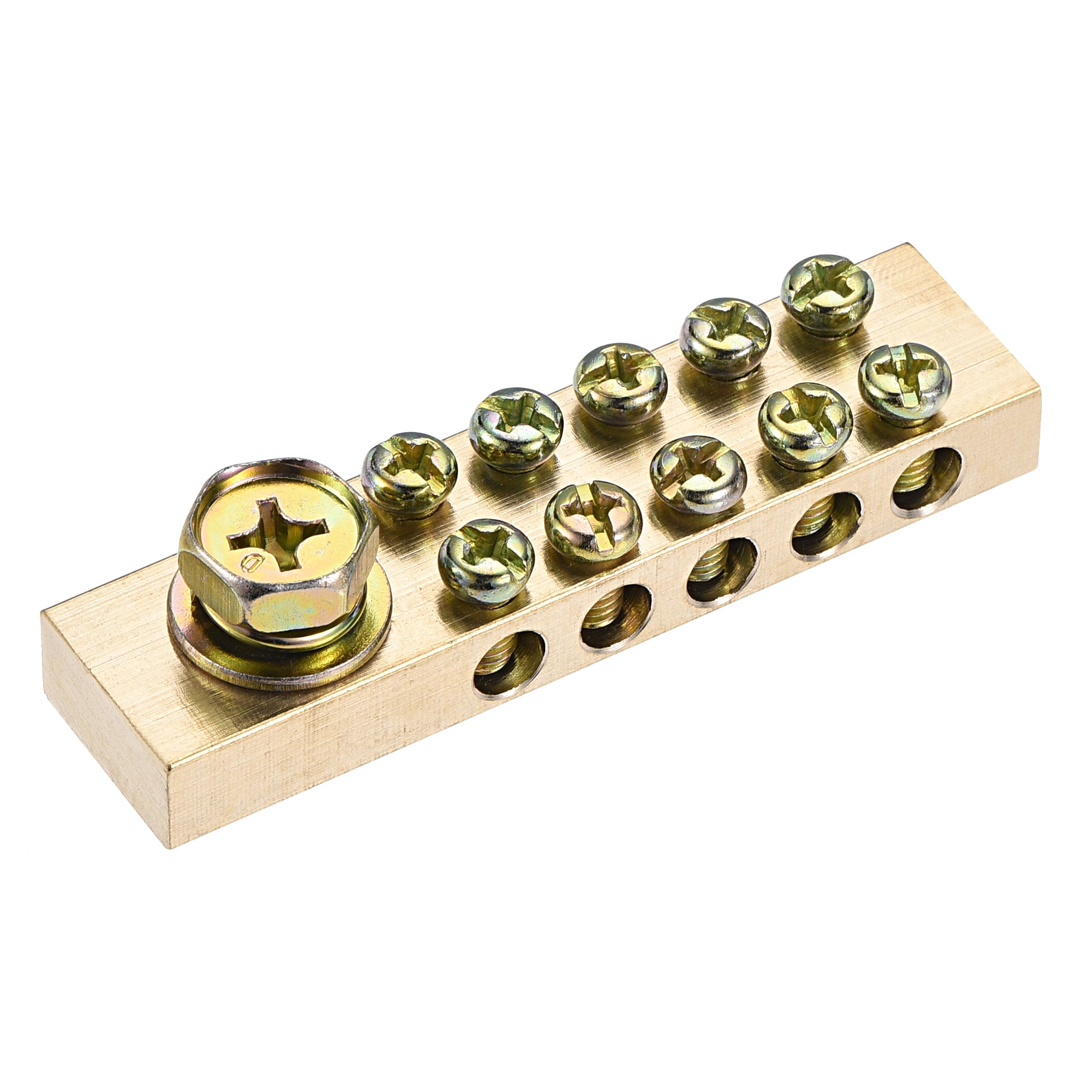 Uxcell Terminal Ground Bar Screw Block Barrier Brass 11 Positions for ...
