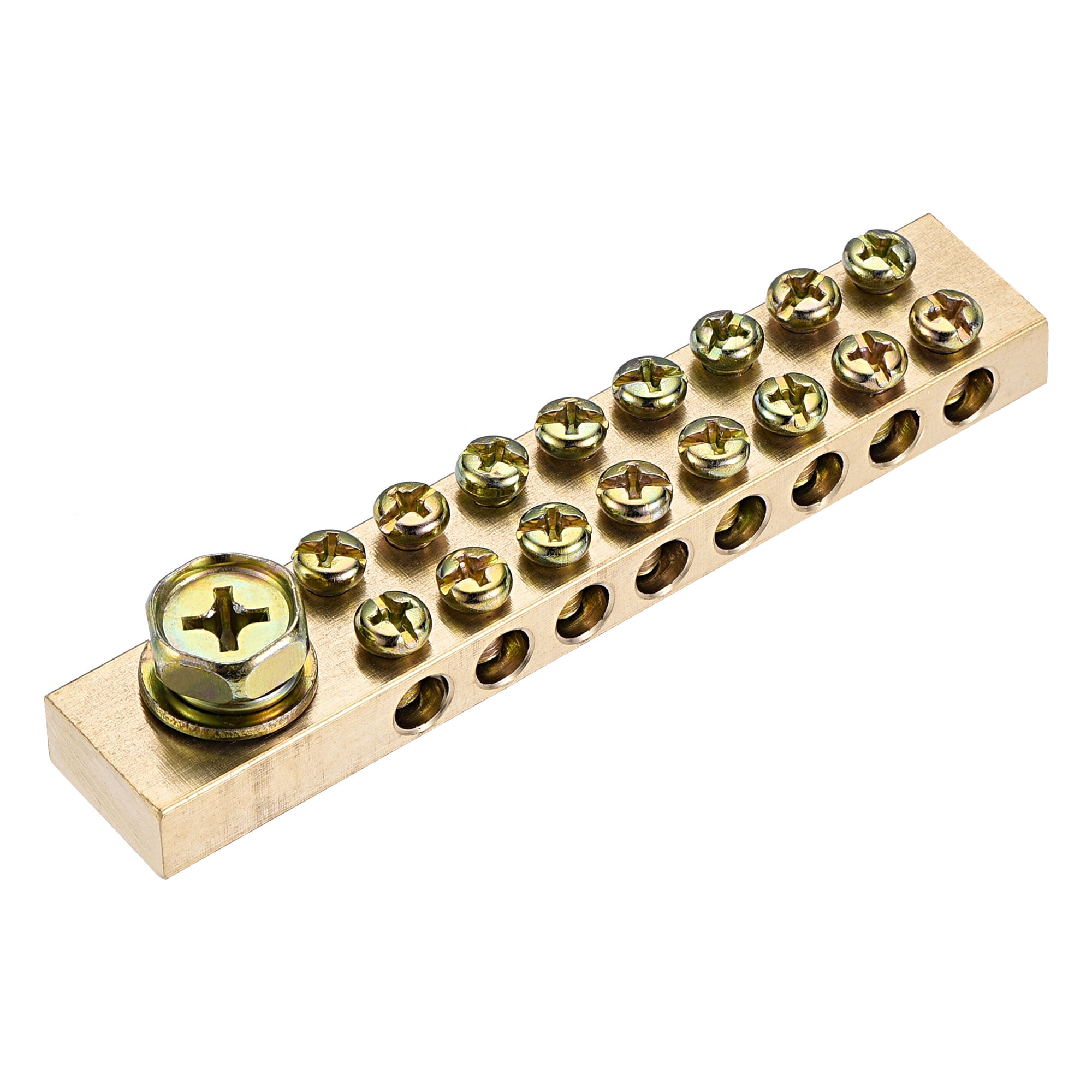 Uxcell Terminal Ground Bar Screw Block Barrier Brass 17 Positions for ...