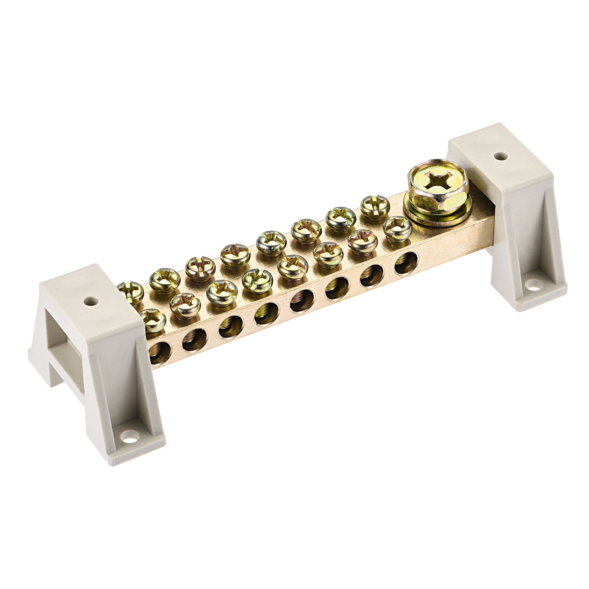 Uxcell Terminal Ground Bar Screw Block Barrier Brass 17 Positions with ...