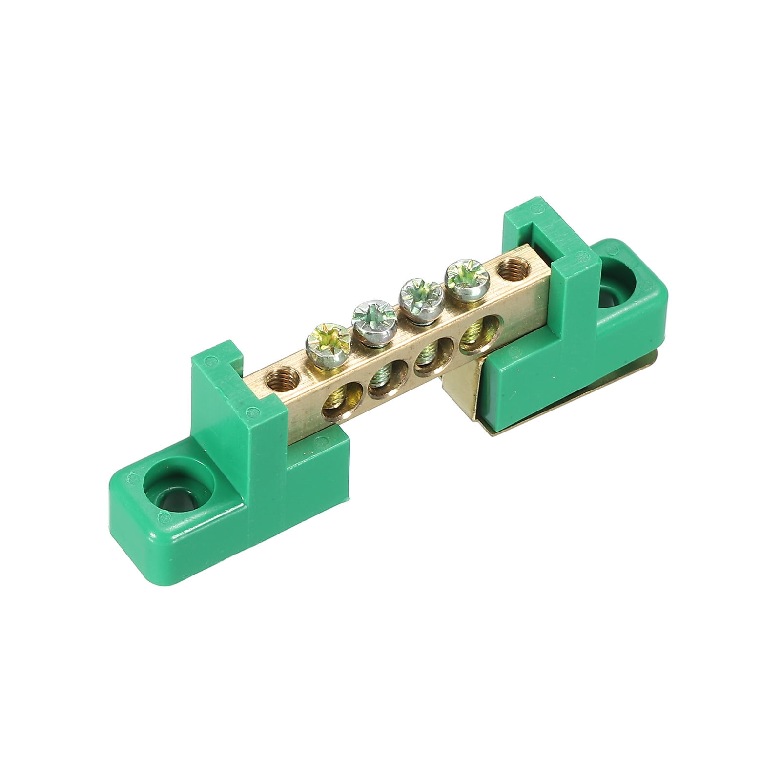 Uxcell Terminal Ground Bar Screw Block Barrier Brass 4 Positions Green ...