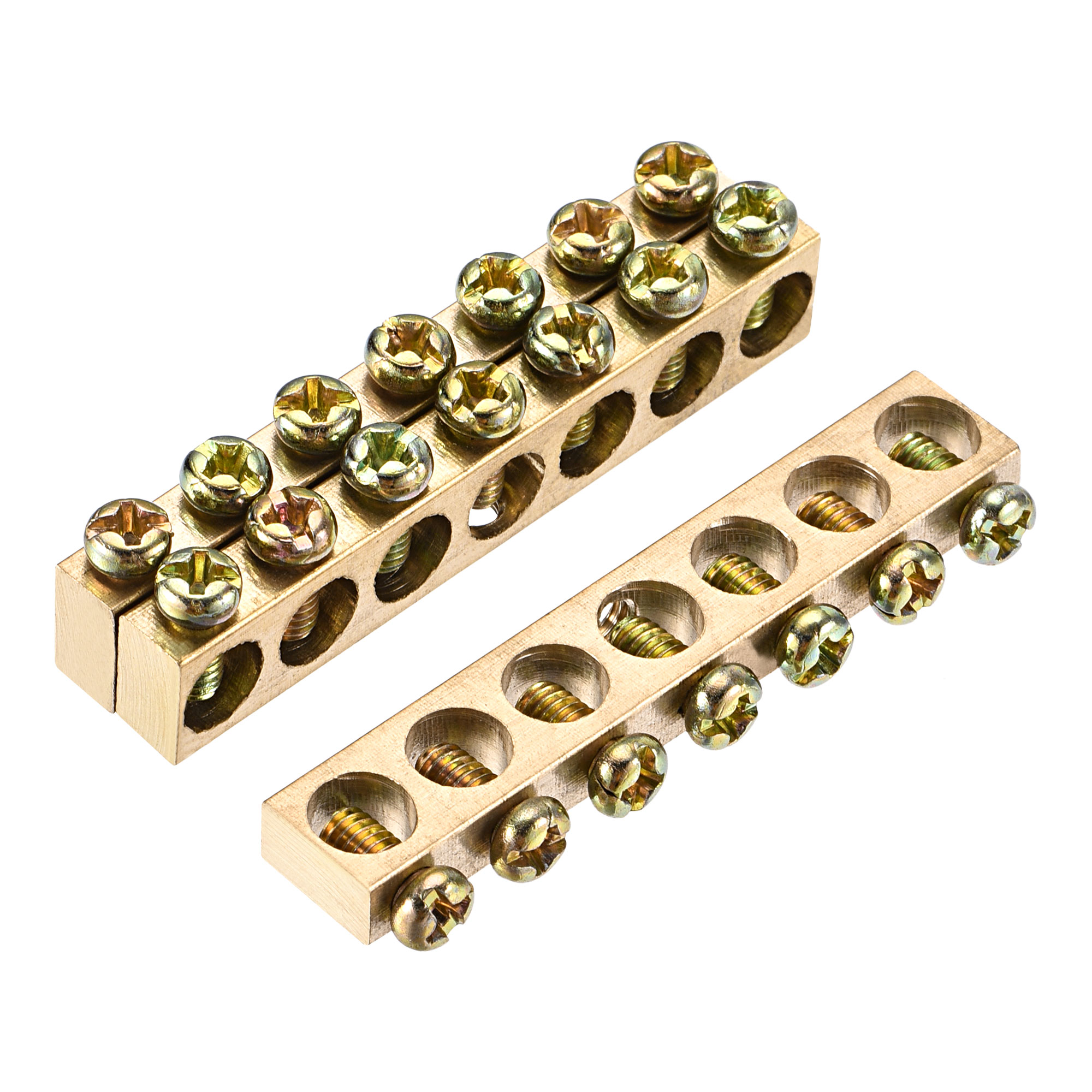 Uxcell Terminal Ground Bar Screw Block Barrier Brass 7 Positions 58 ...