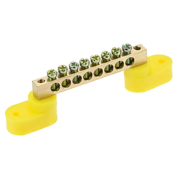 Uxcell Terminal Ground Bar Screw Block Barrier Brass 8 Positions Yellow ...