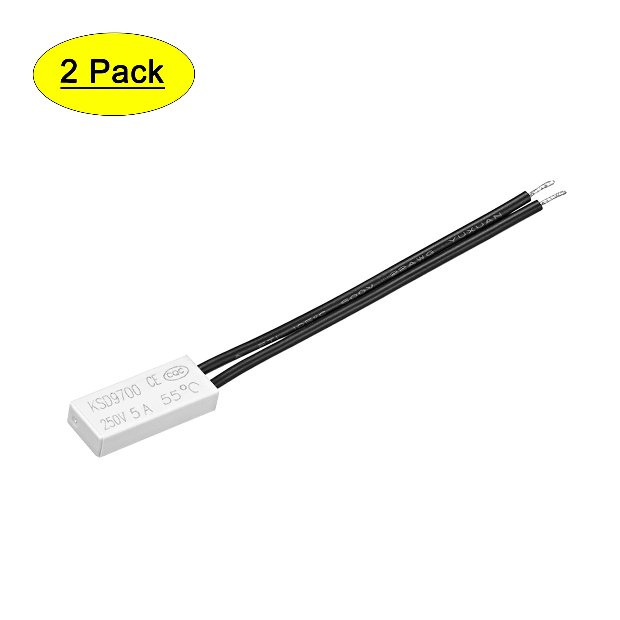 Uxcell Thermostat 55℃ N.C 5A Plastic Bimetal Temperature Control Switch ...