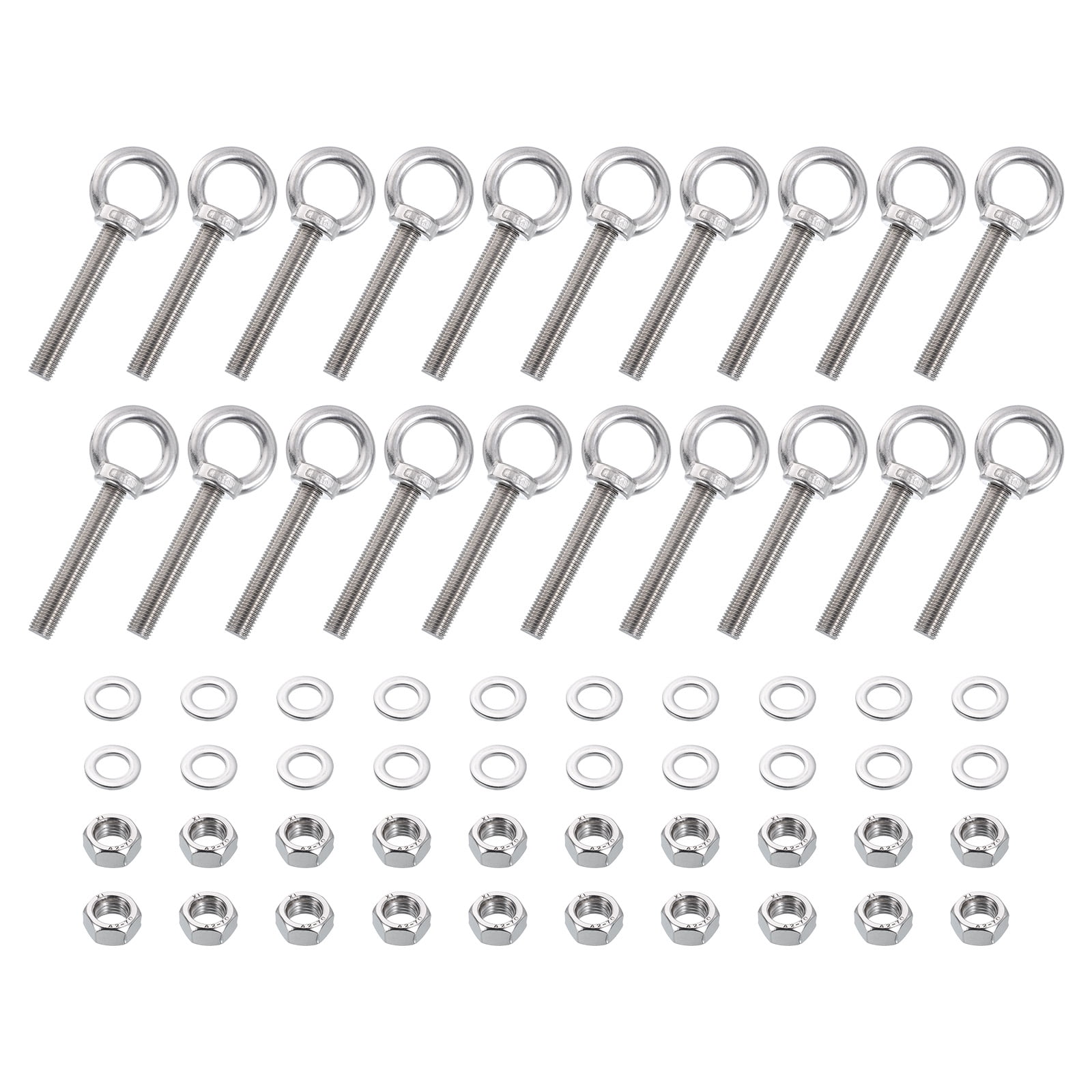 Uxcell Threaded Eye Bolts, 20Set M16x100mm - 304 Stainless Steel Eye ...