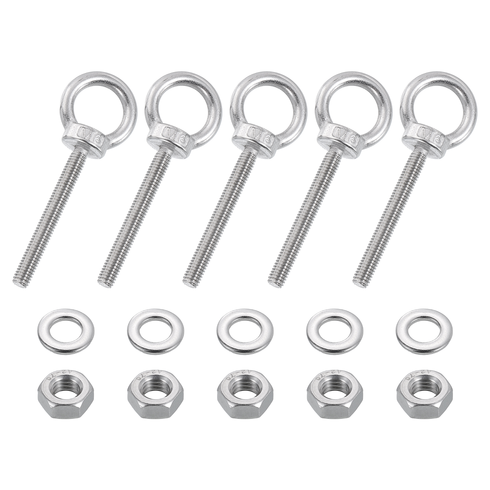 Uxcell Threaded Eye Bolts, 5Set M6x50mm - 304 Stainless Steel Eye Bolts ...