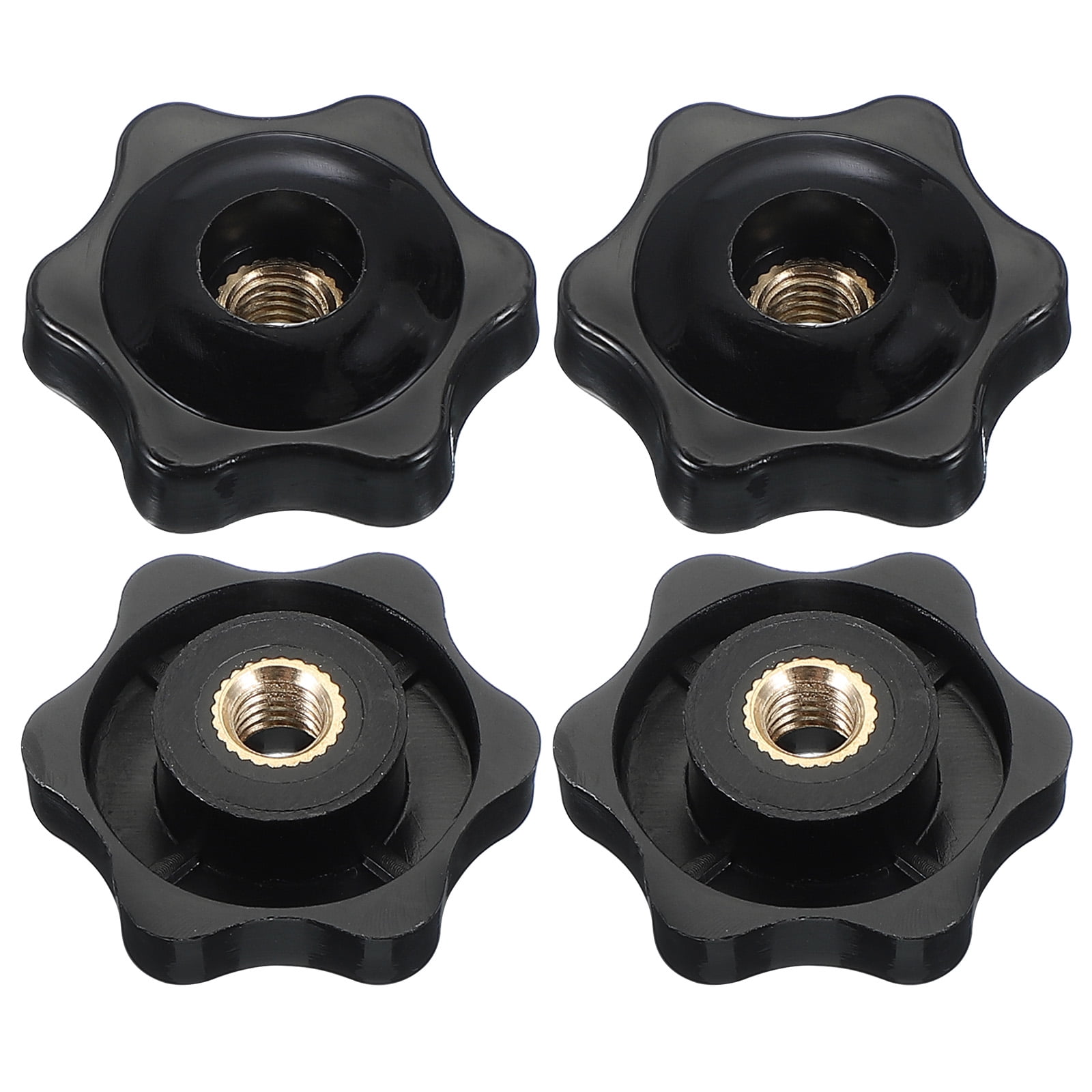 Uxcell Through Hole Knob Nut Screw, Brass Screw-On Female Thread Knob Plastic Star Knobs ...
