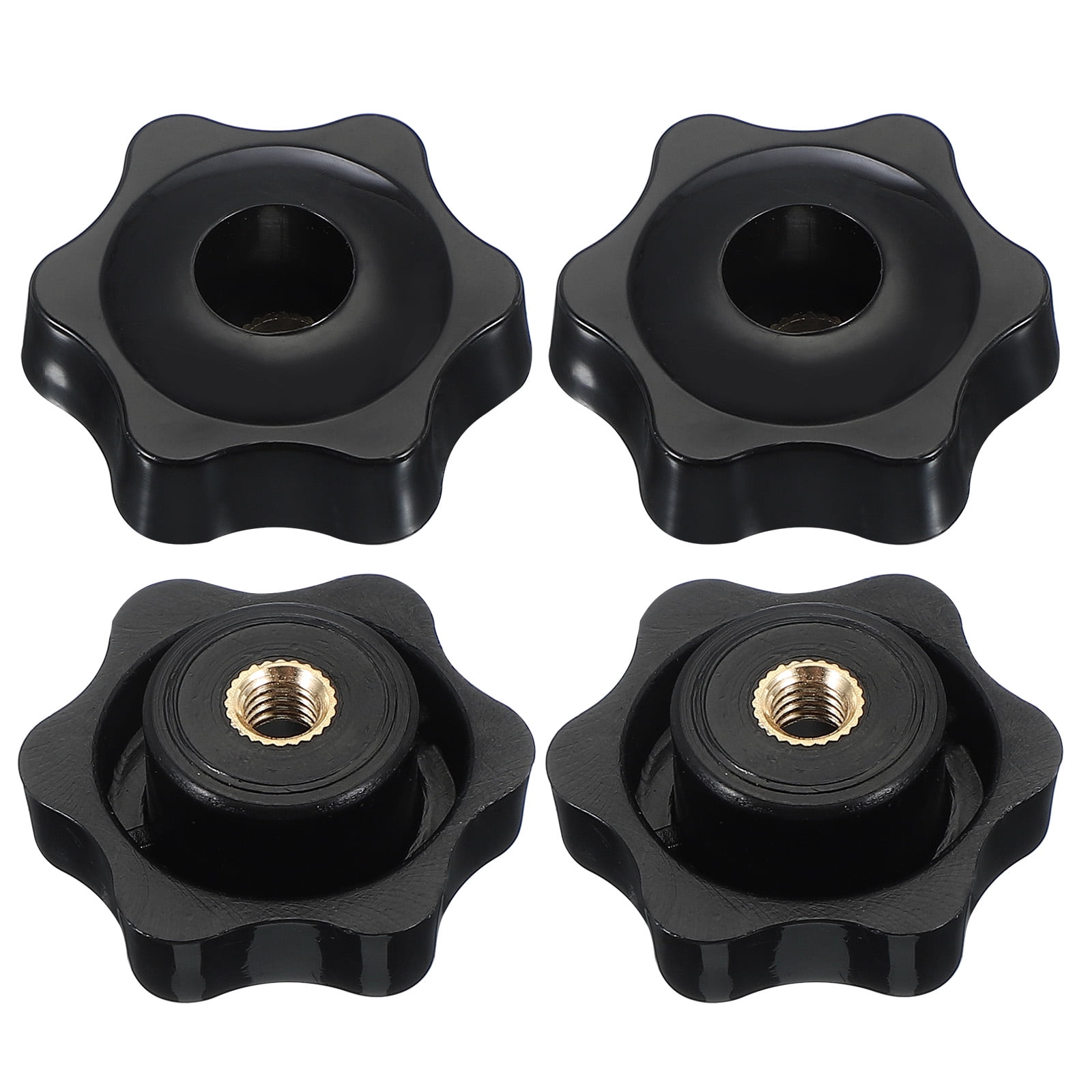 Uxcell Through Hole Knob Nut Screw, Brass Screw-On Female Thread Knob Plastic Star Knobs ...