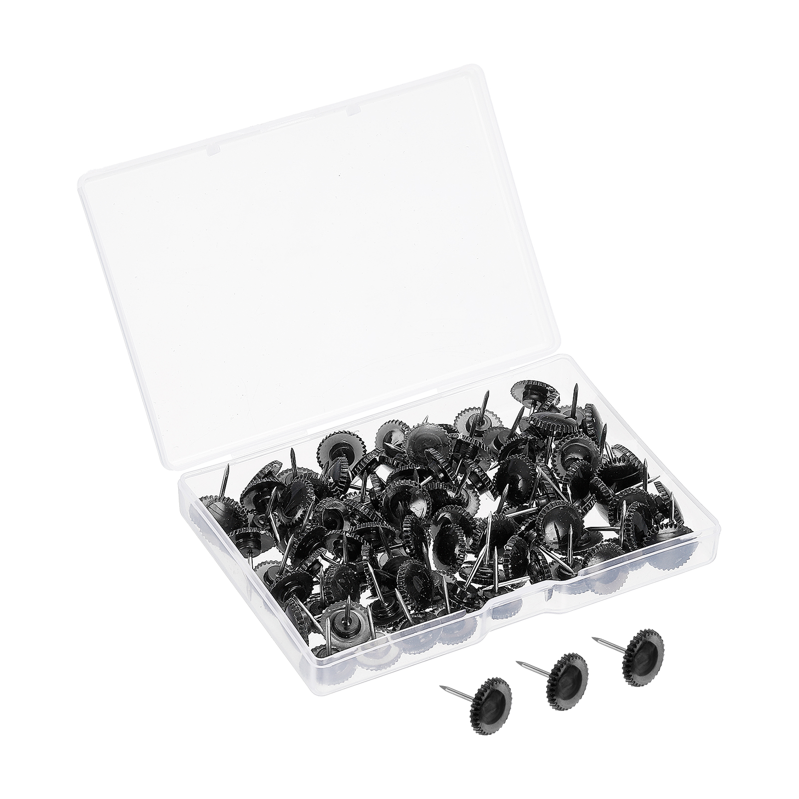 Uxcell Thumb Tacks Plastic Push Pin Steel Point for Office, Black 100 ...