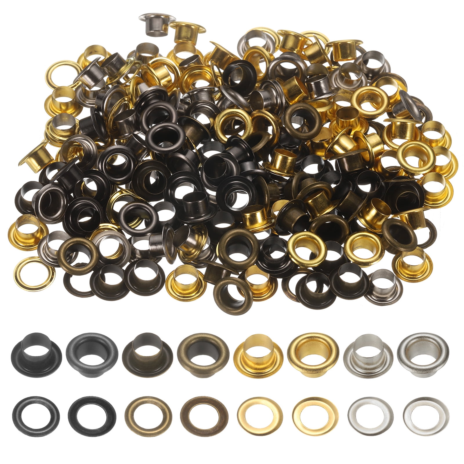 Uxcell Tiny Grommets Kit Metal Eyelets 6mm/ 1/4" Hole Grommet for Shoes ...