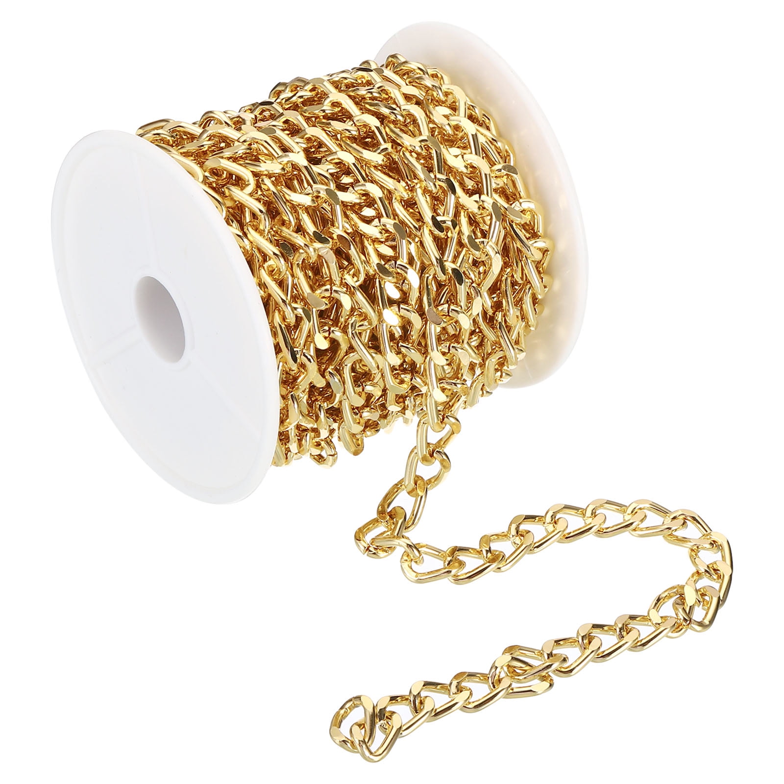 Uxcell Total 16 Feet Curb Chain, Twisted Cuban Link Chain with Spool 10 ...
