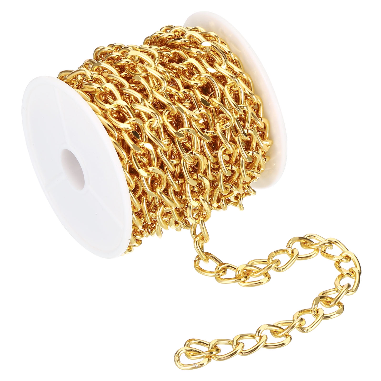 Uxcell Total 16 Feet Curb Chain, Twisted Cuban Link Chain with Spool 11 ...