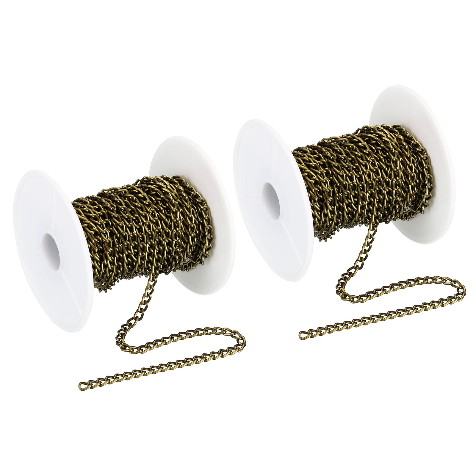 Uxcell Total 33 Feet Curb Chain, Twisted Cuban Link Chain with Spool 5 ...
