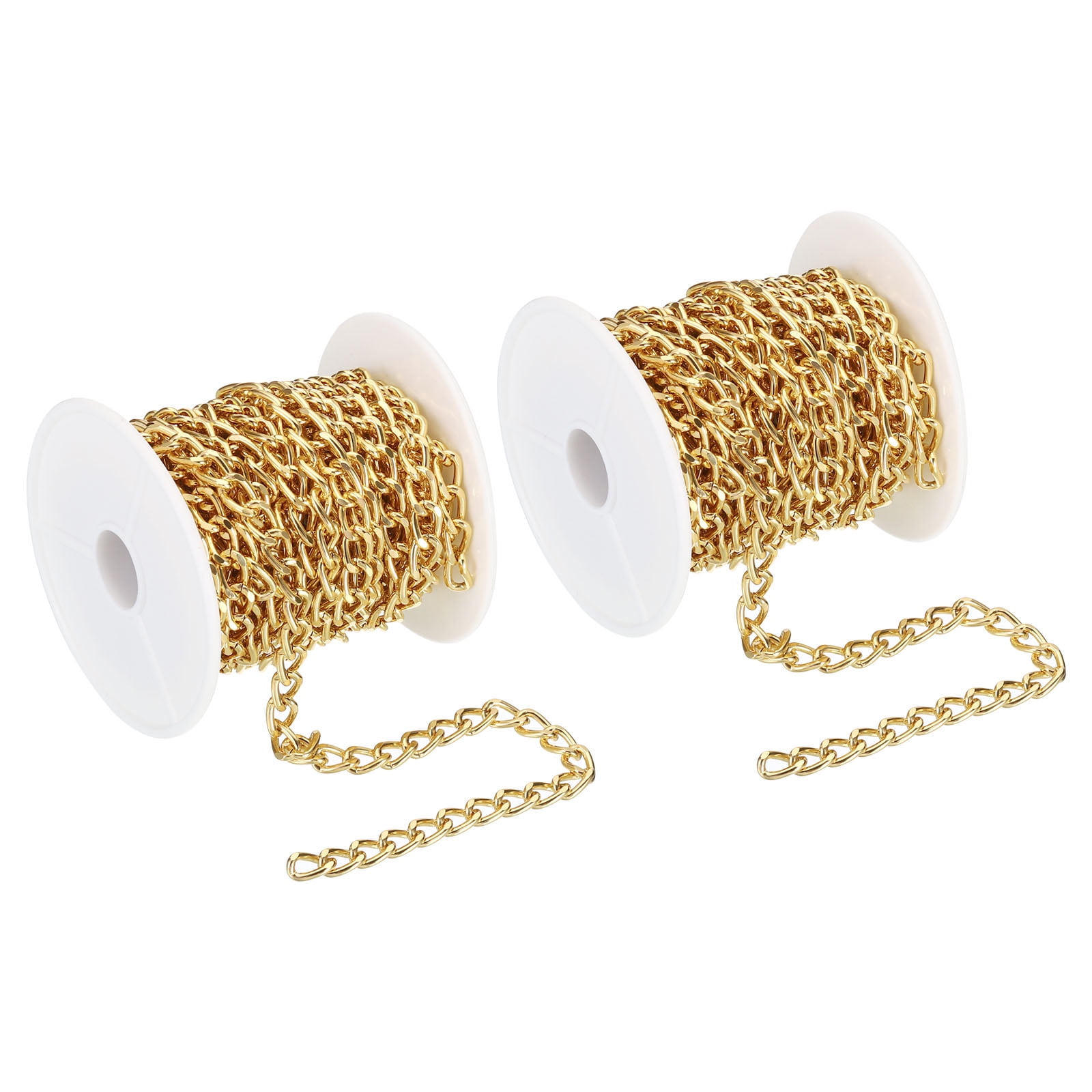 Uxcell Total 33 Feet Curb Chain, Twisted Cuban Link Chain with Spool 9 ...