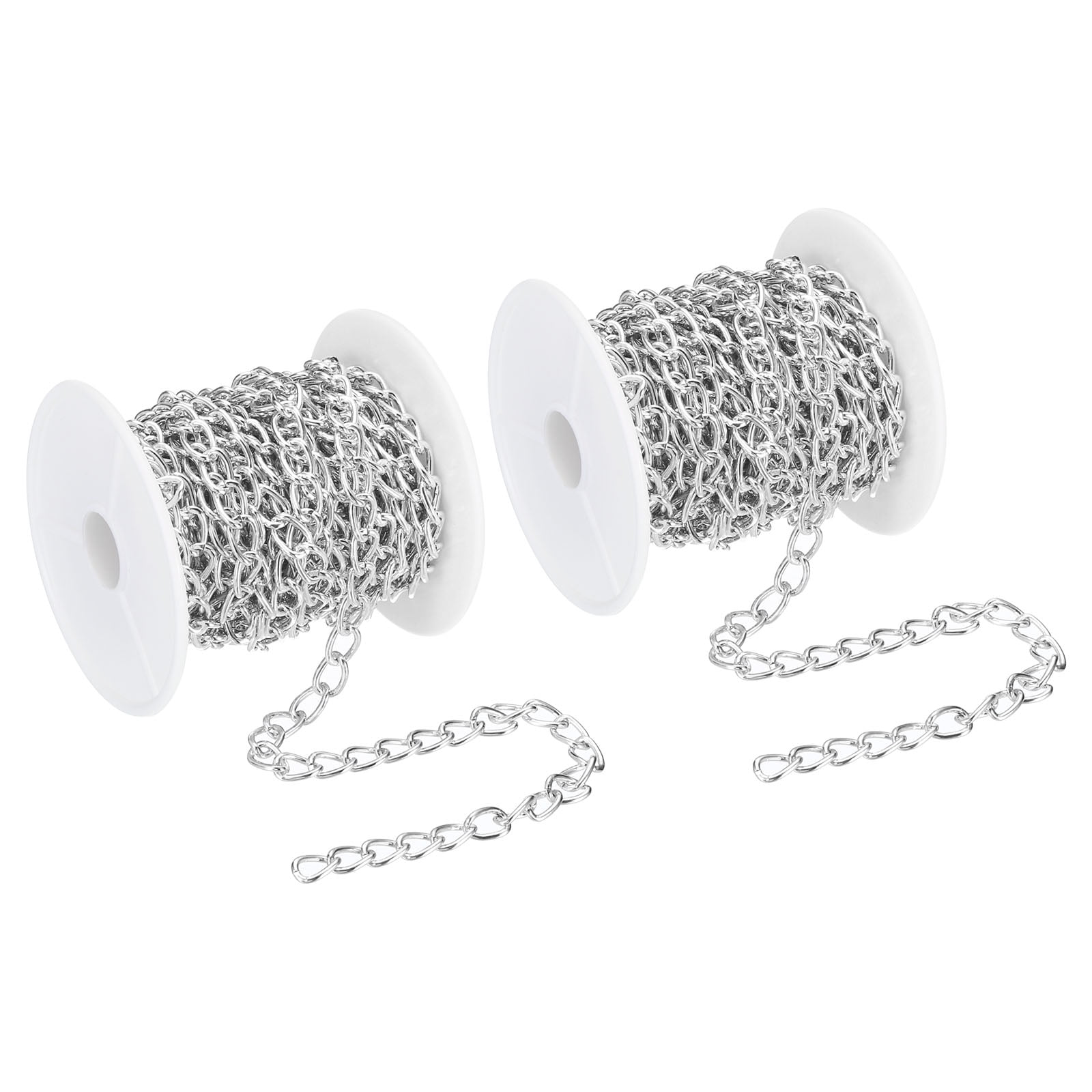 Uxcell Total 33 Feet Curb Chain, Twisted Cuban Link Chain with Spool 9 ...