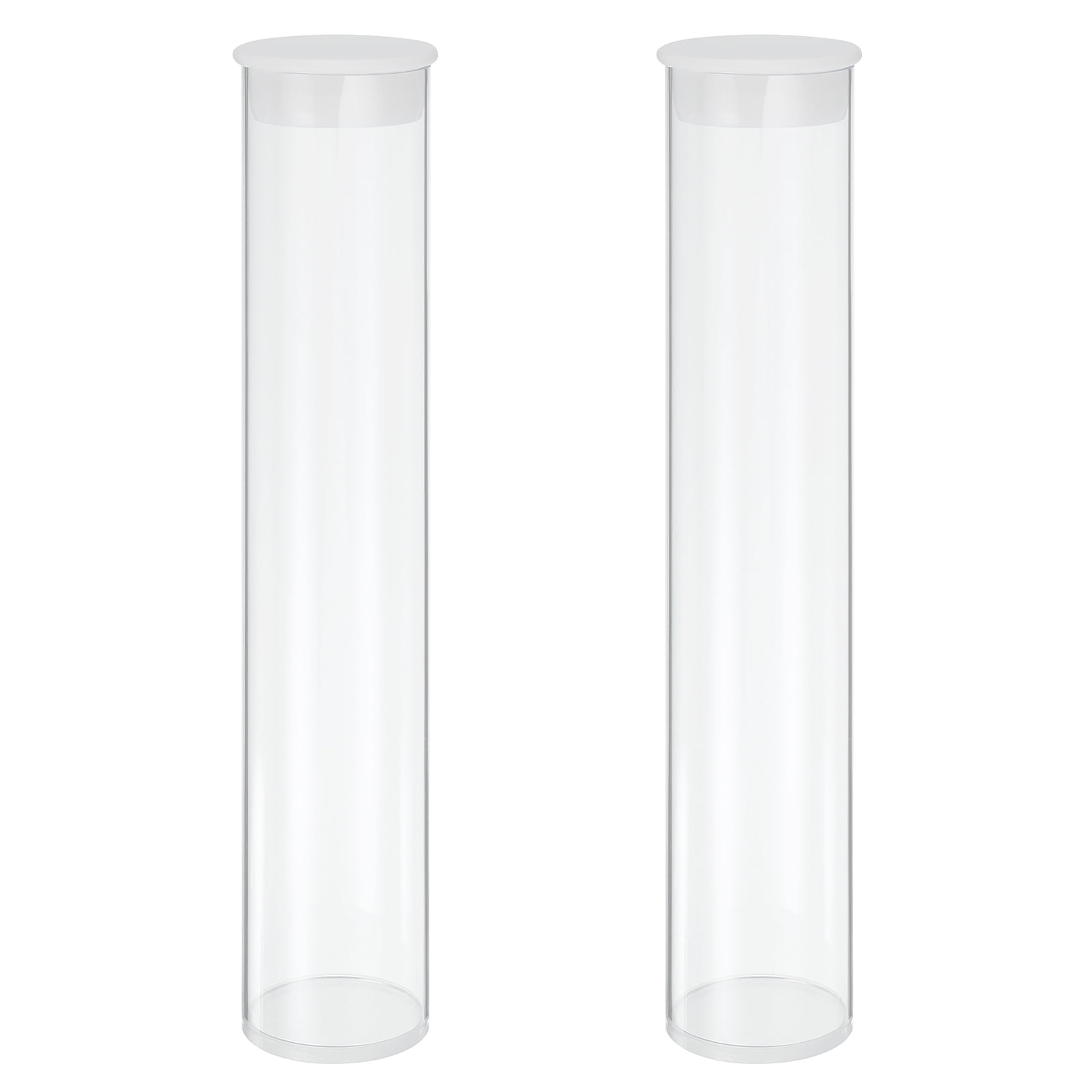 Uxcell Transparent Plastic Storage Tubes, 1 9/16" x 8" with Black Lid ...