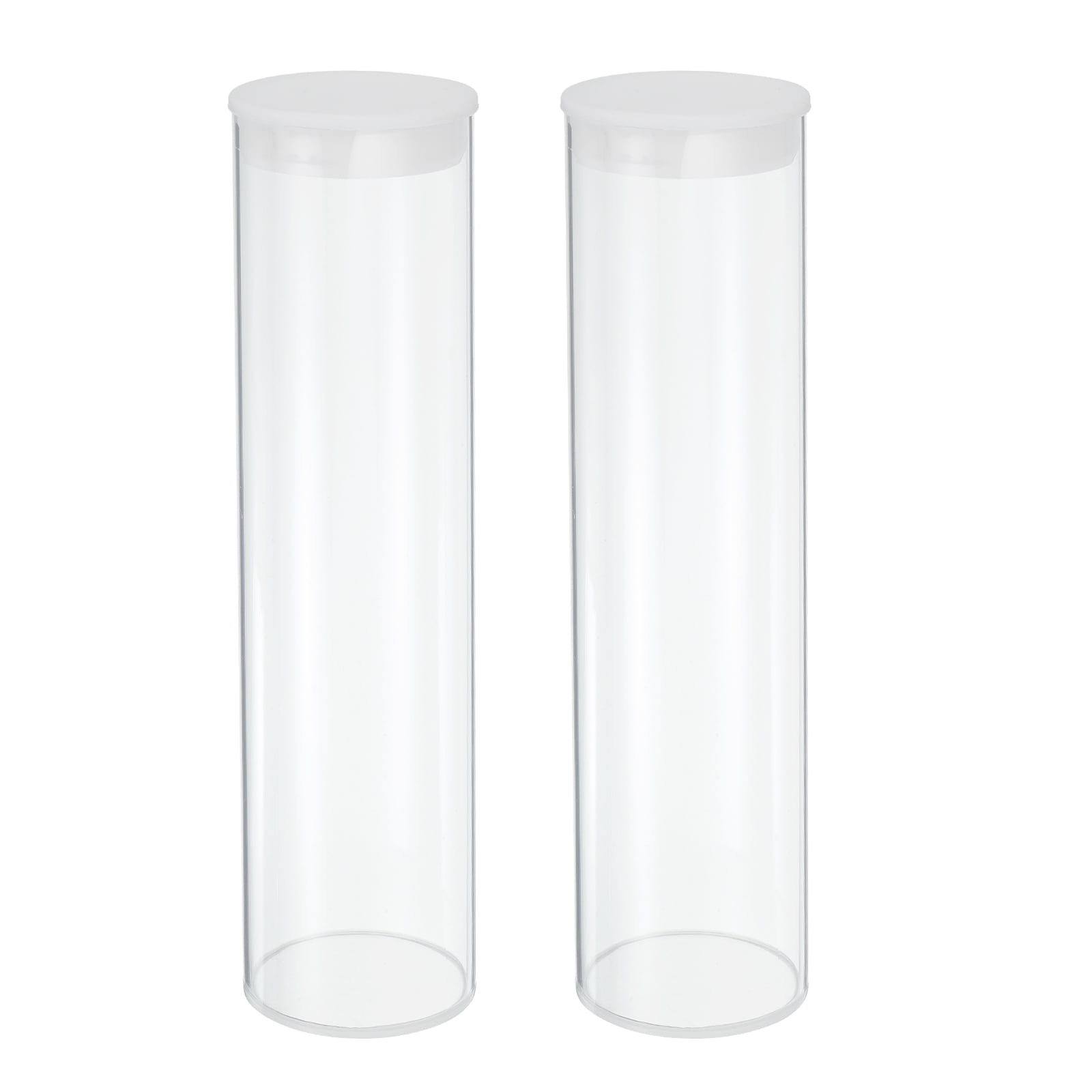 Uxcell Transparent Plastic Storage Tubes, 2 1/2" x 10" with Black Lid ...