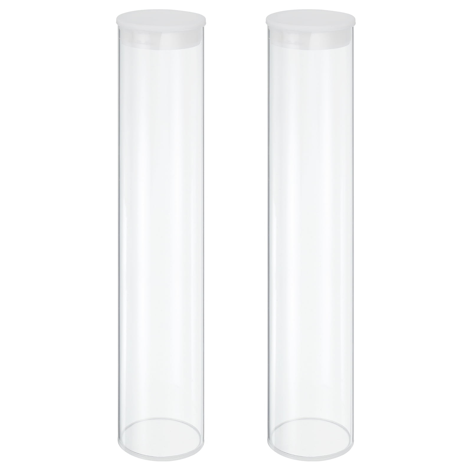 Uxcell Transparent Plastic Storage Tubes, 2 1/2" x 12" with Black Lid ...