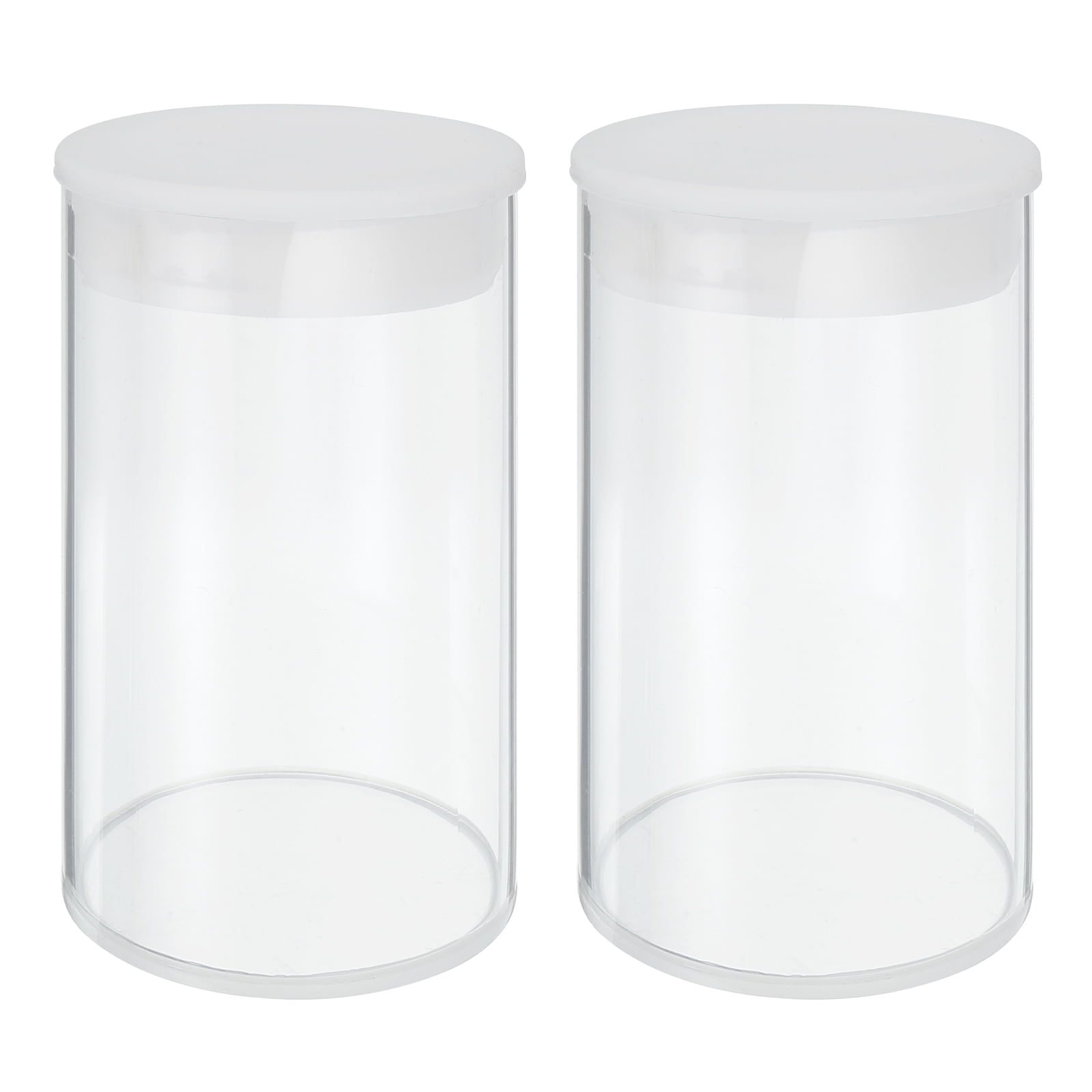 Uxcell Transparent Plastic Storage Tubes, 2 1/2" x 4" with Black Lid, 2 ...