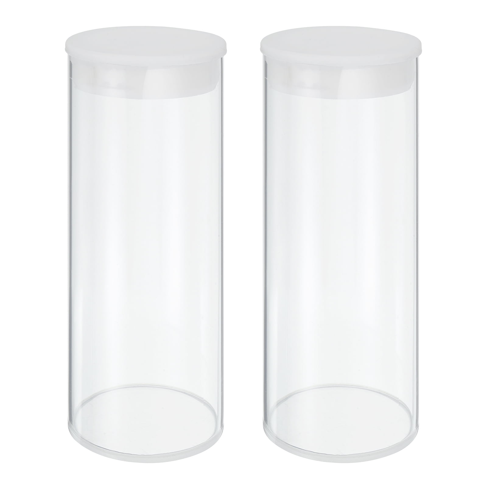 Uxcell Transparent Plastic Storage Tubes, 2 1/2" x 6" with Black Lid, 2 ...