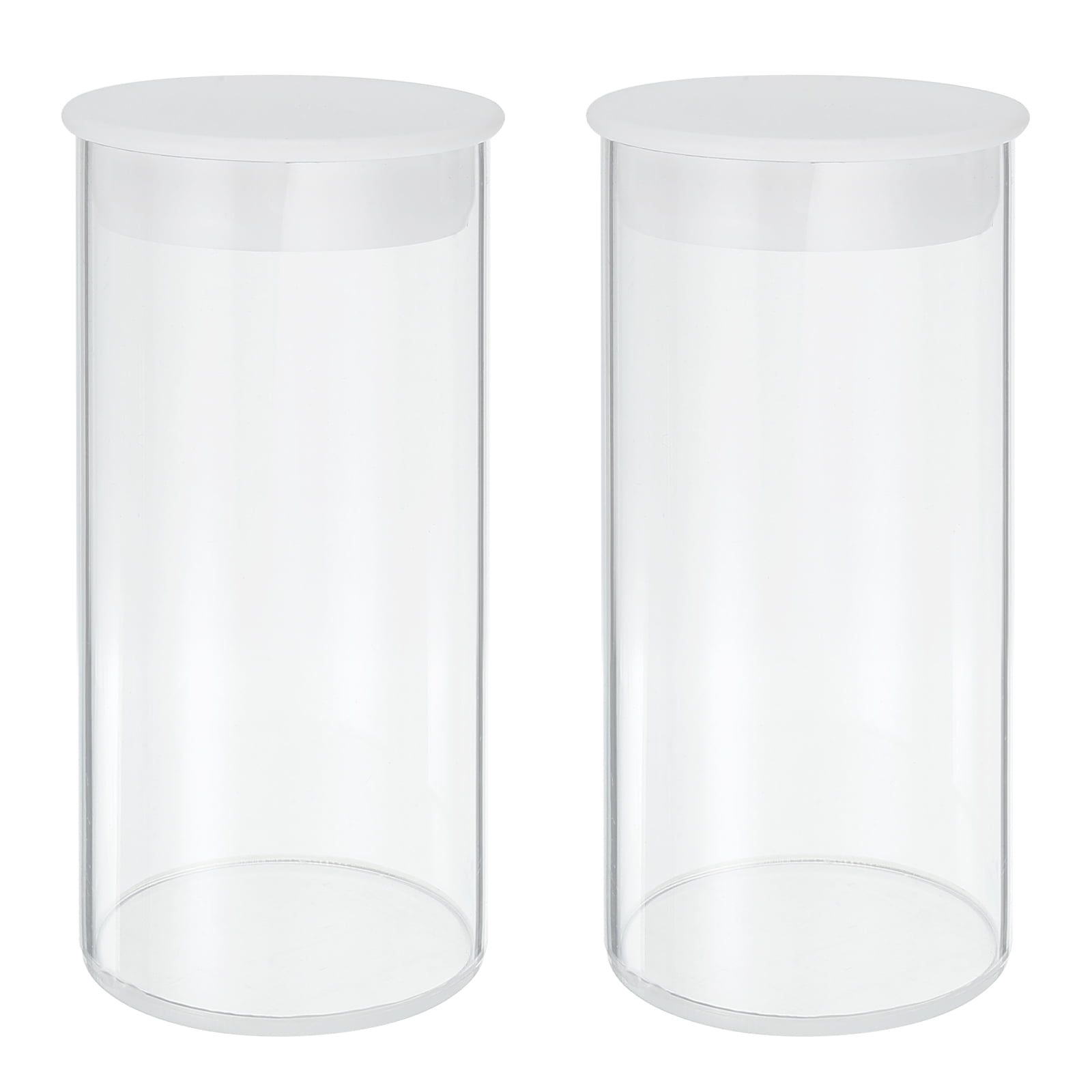 Uxcell Transparent Plastic Storage Tubes, 2" x 4" with Black Lid, 2 Set ...