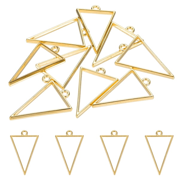 Uxcell Triangle Alloy Open Back Bezel Pendants DIY Hollow Frame, Gold ...