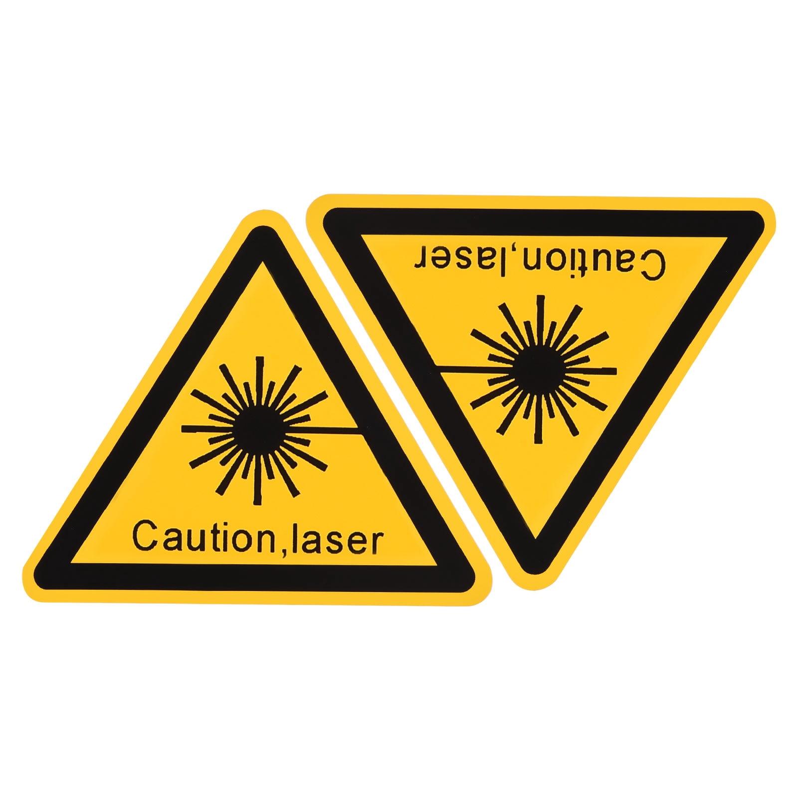 Uxcell Triangle Laser Caution Warning Sign Yellow with Black Words 40mm ...