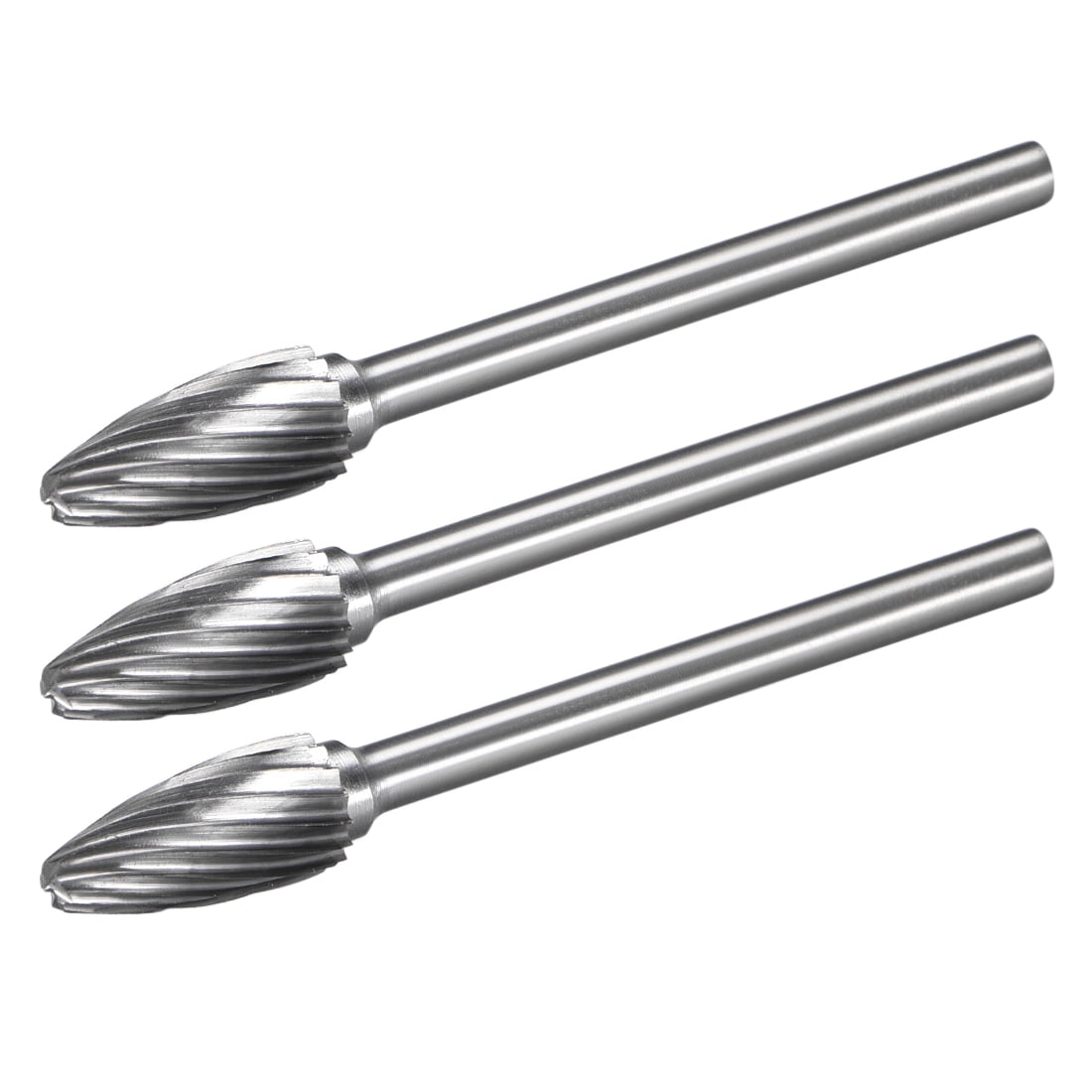 Uxcell Tungsten Carbide Single Cut Rotary Burrs File Tree Shape w 1/8 ...