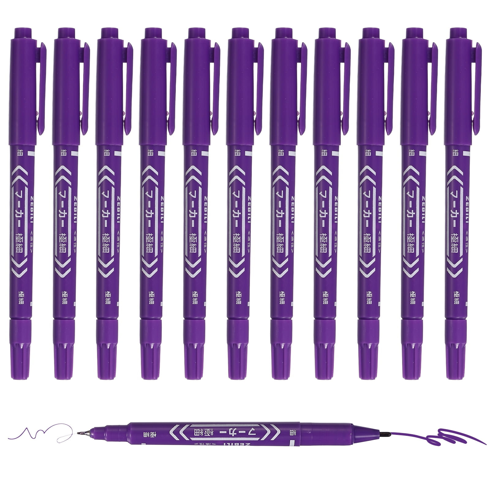 Uxcell Twin Tip Permanent Markers, 12 Pack Purple Fine and Ultra Fine ...