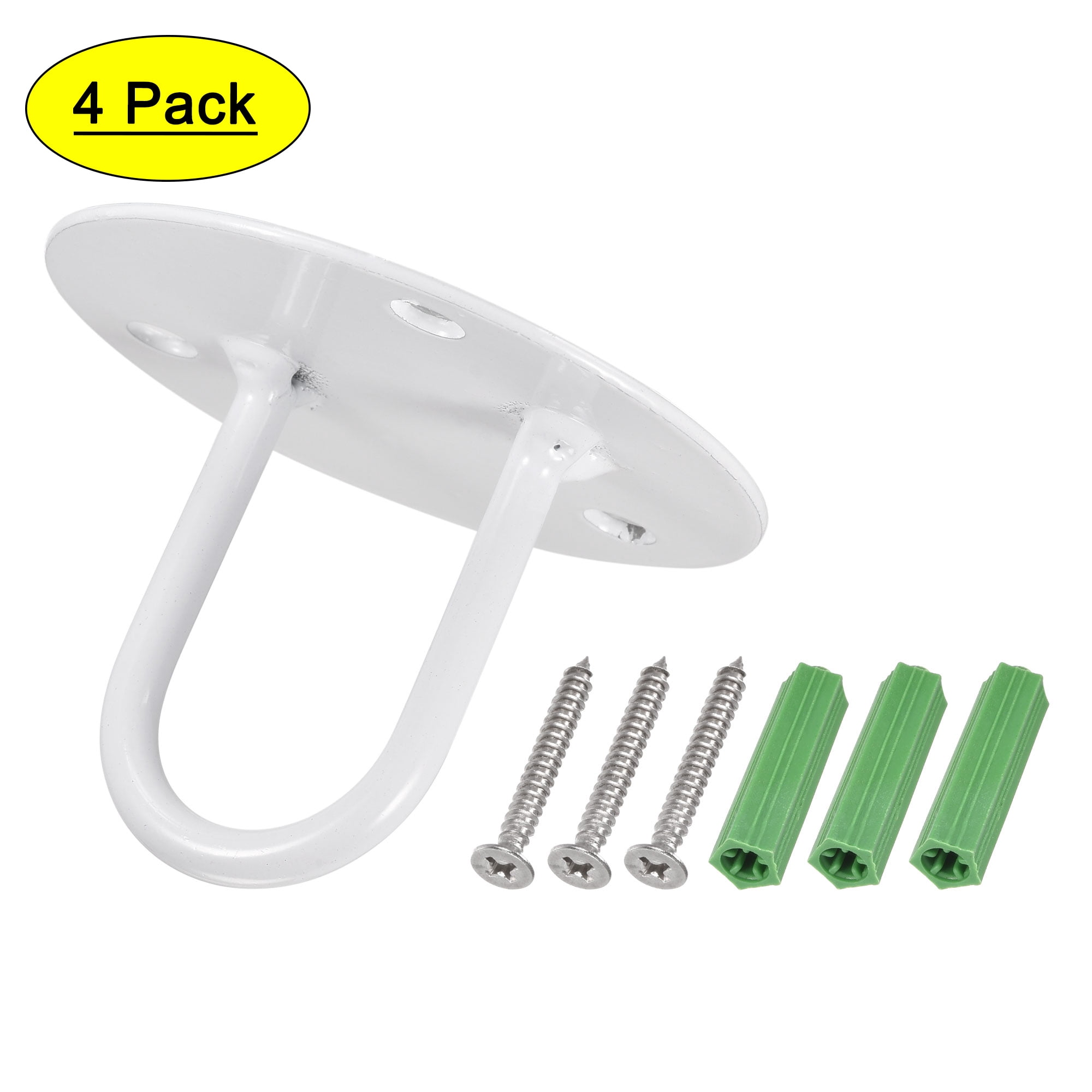Uxcell U Shape Ceiling Hooks Wall Mounted 65x46mm Iron White 4 Pack ...