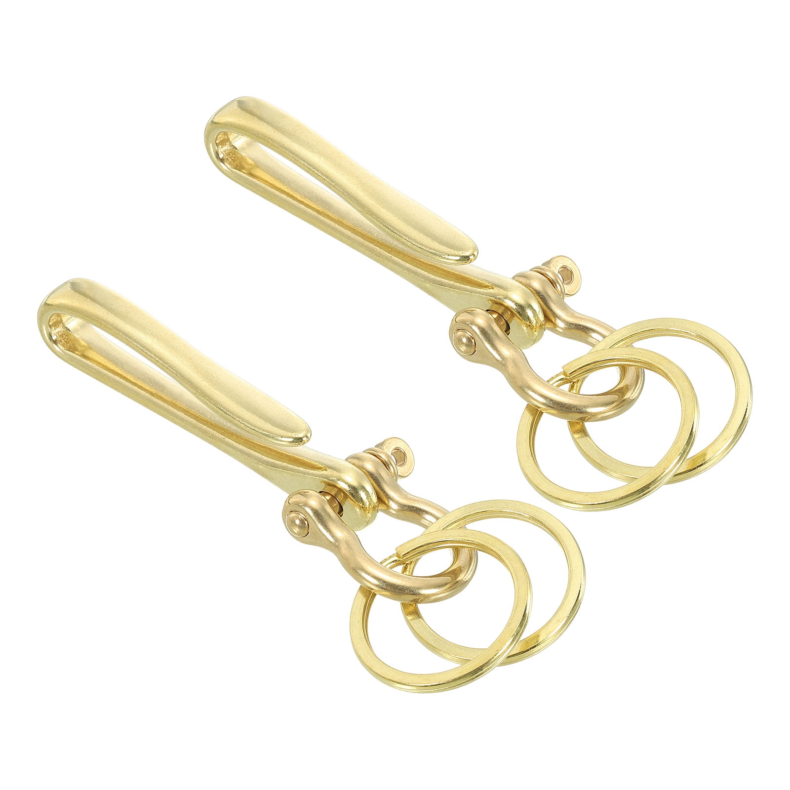 Uxcell U Shape Hook Keychain, 2 Pack 2.8" Solid Brass U Key Loop Hook ...