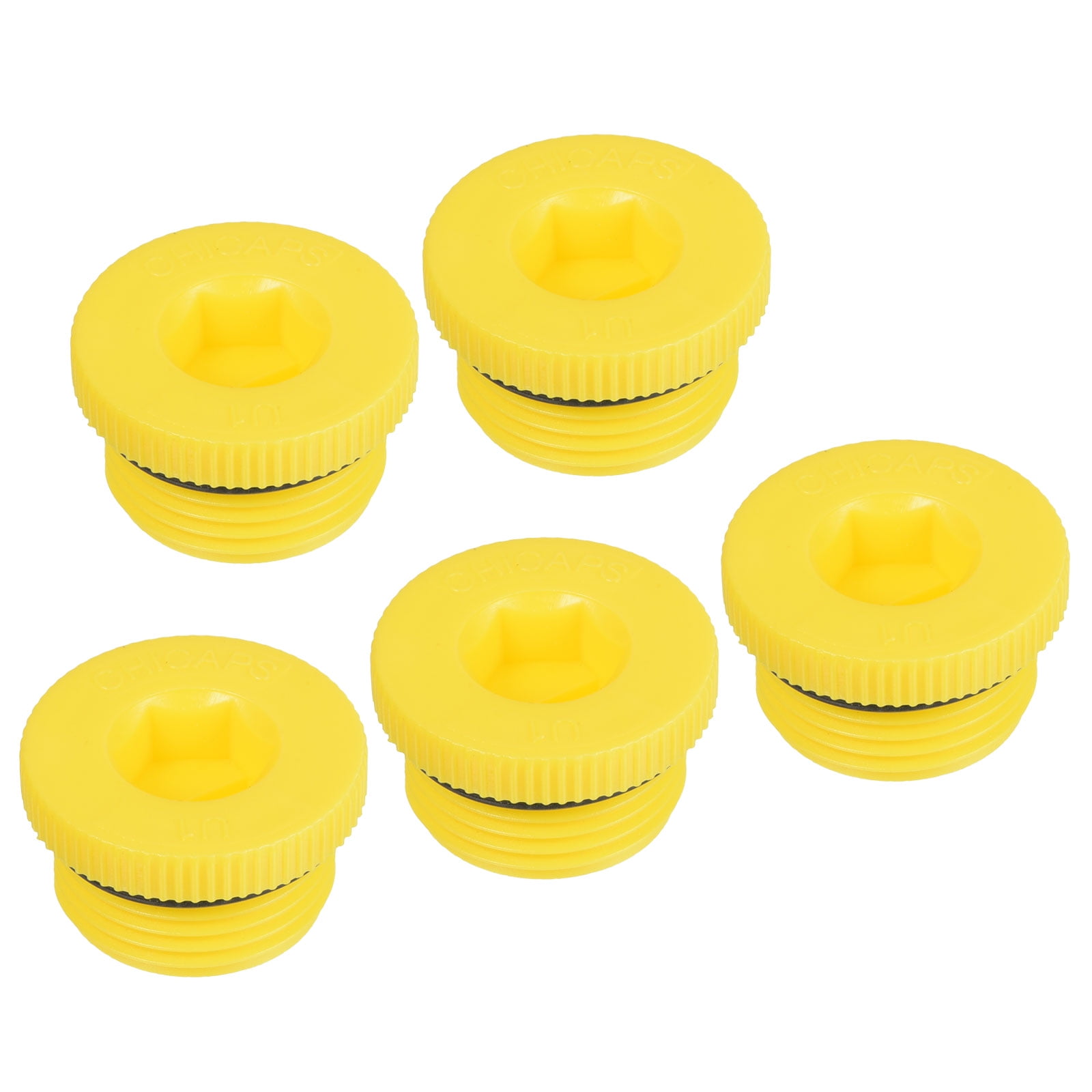 Uxcell UNF1 Hold Plugs Plastic Male Threaded Hex Socket End Cap, Yellow ...