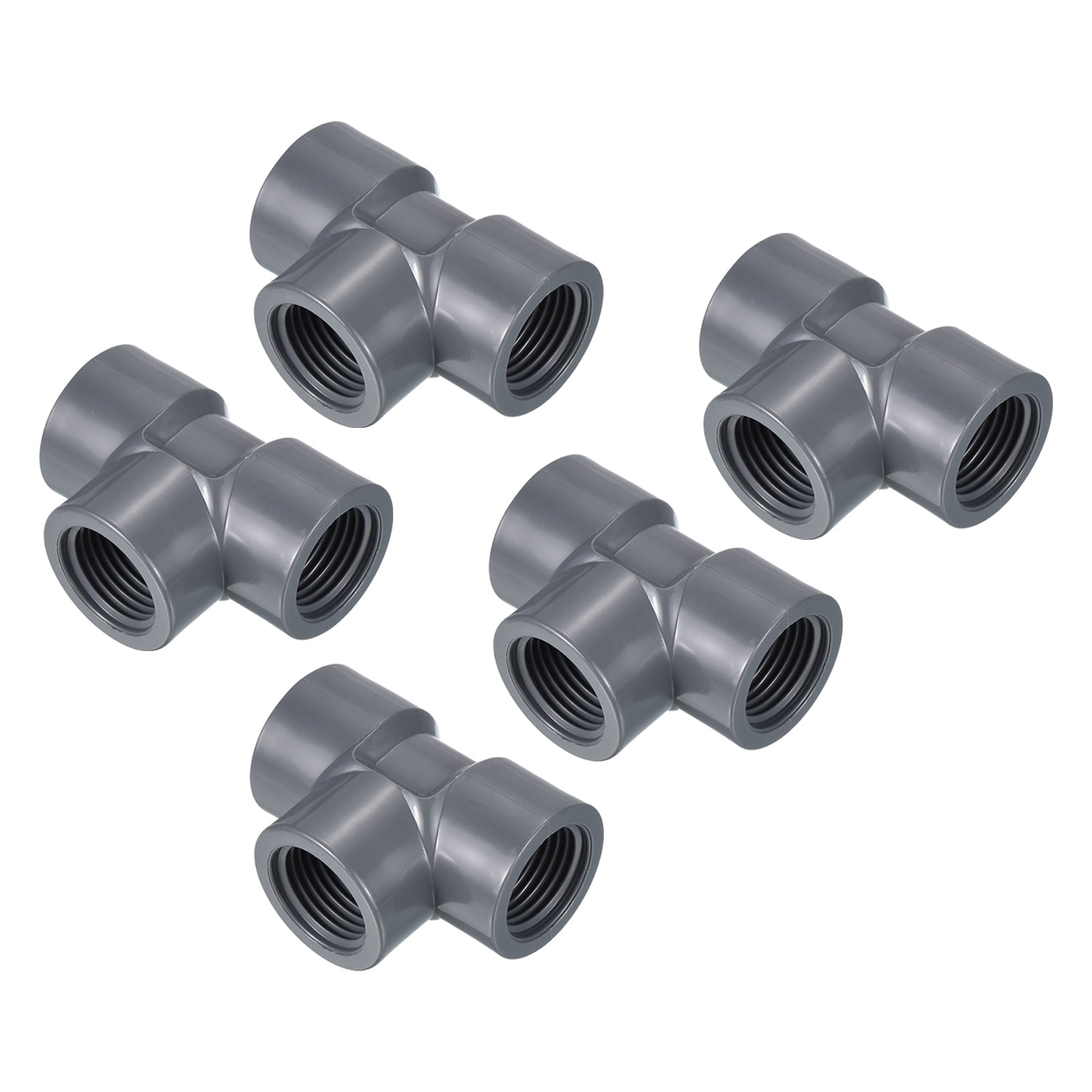 Uxcell UPVC Pipe Fitting 1/2PT Female Thread Tee Socket Hose Connector ...