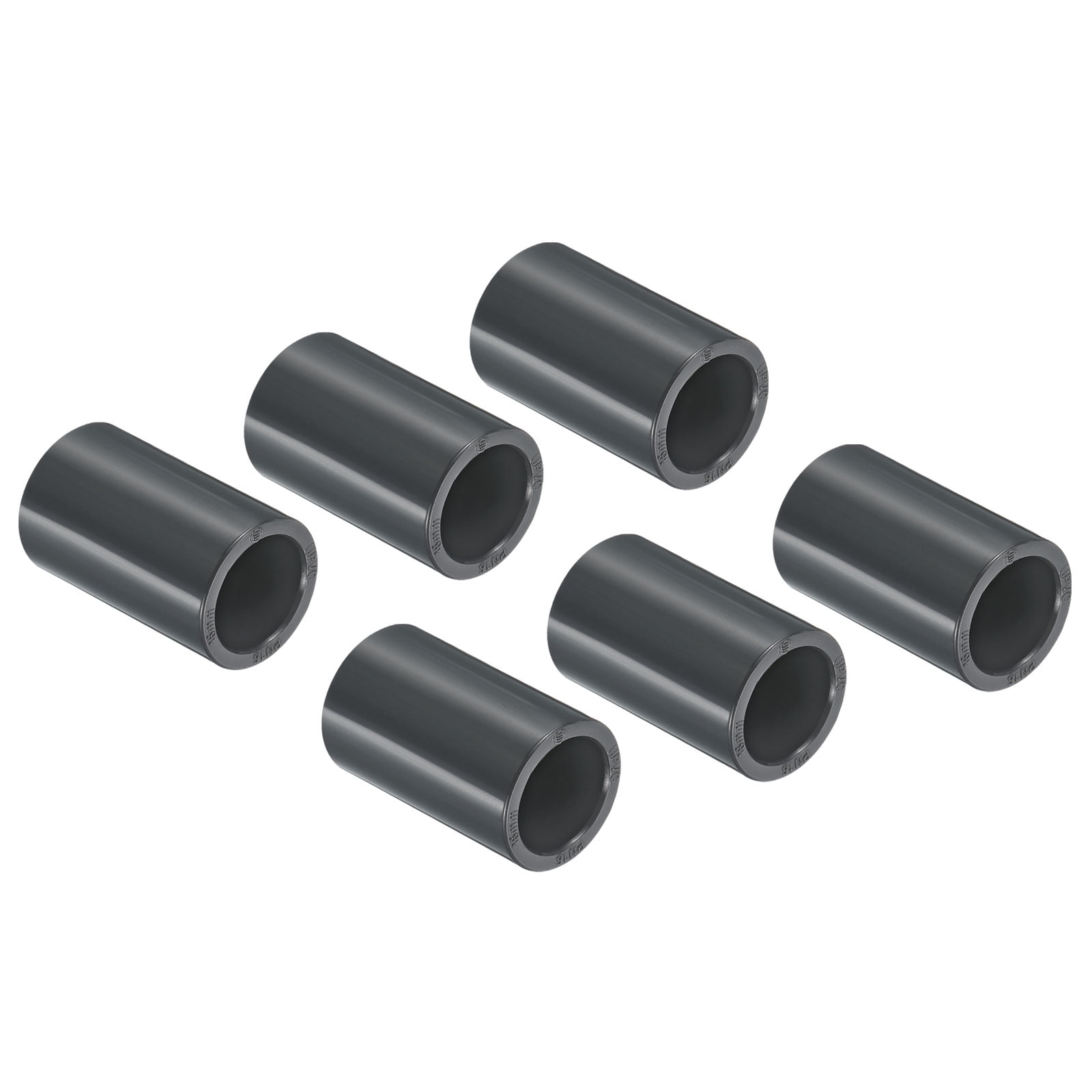 Uxcell UPVC Pipe Fitting 16mm Socket, 6 Pack Straight Coupling, Dark ...
