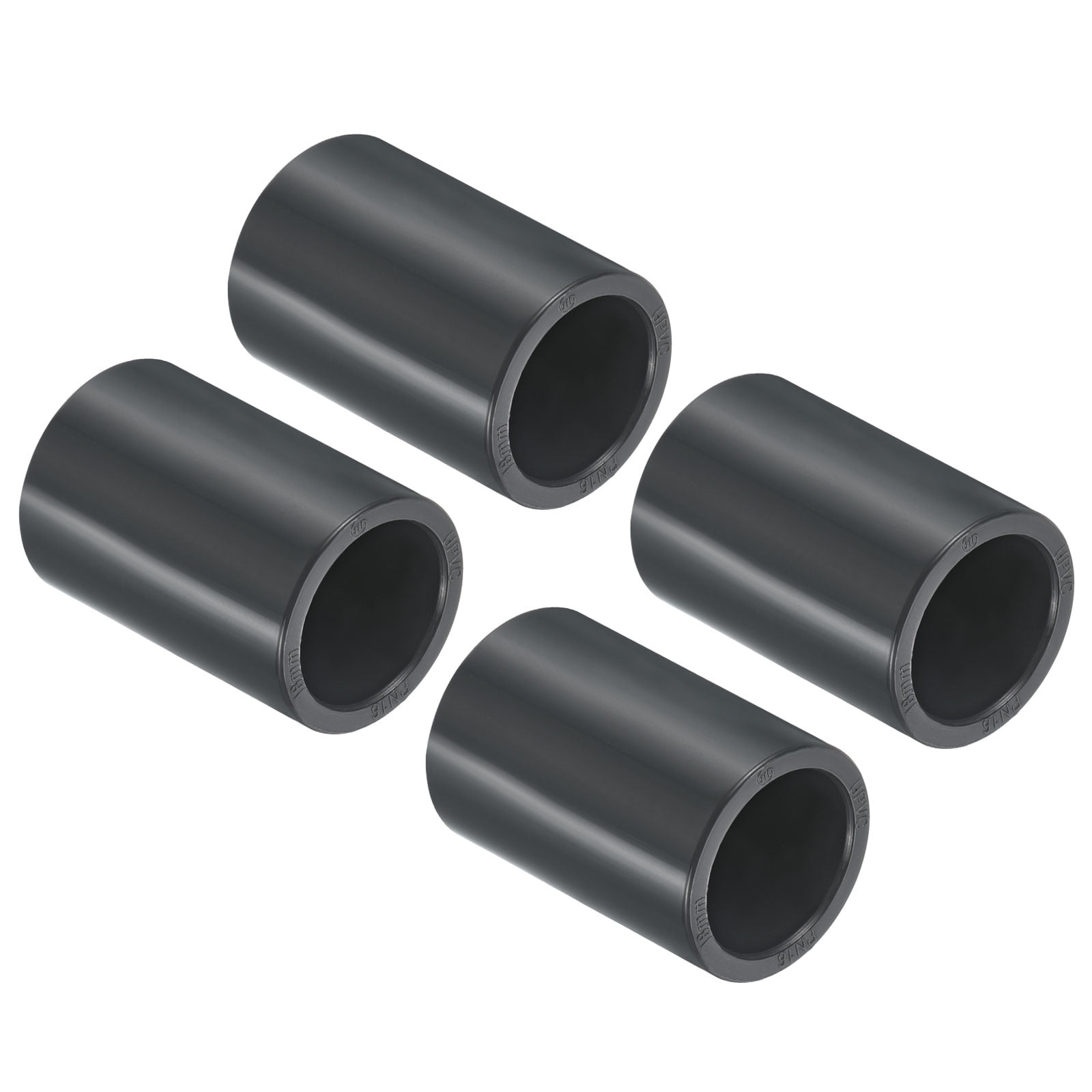 Uxcell UPVC Pipe Fitting 18mm Socket, 4 Pack Straight Couplings, Dark ...