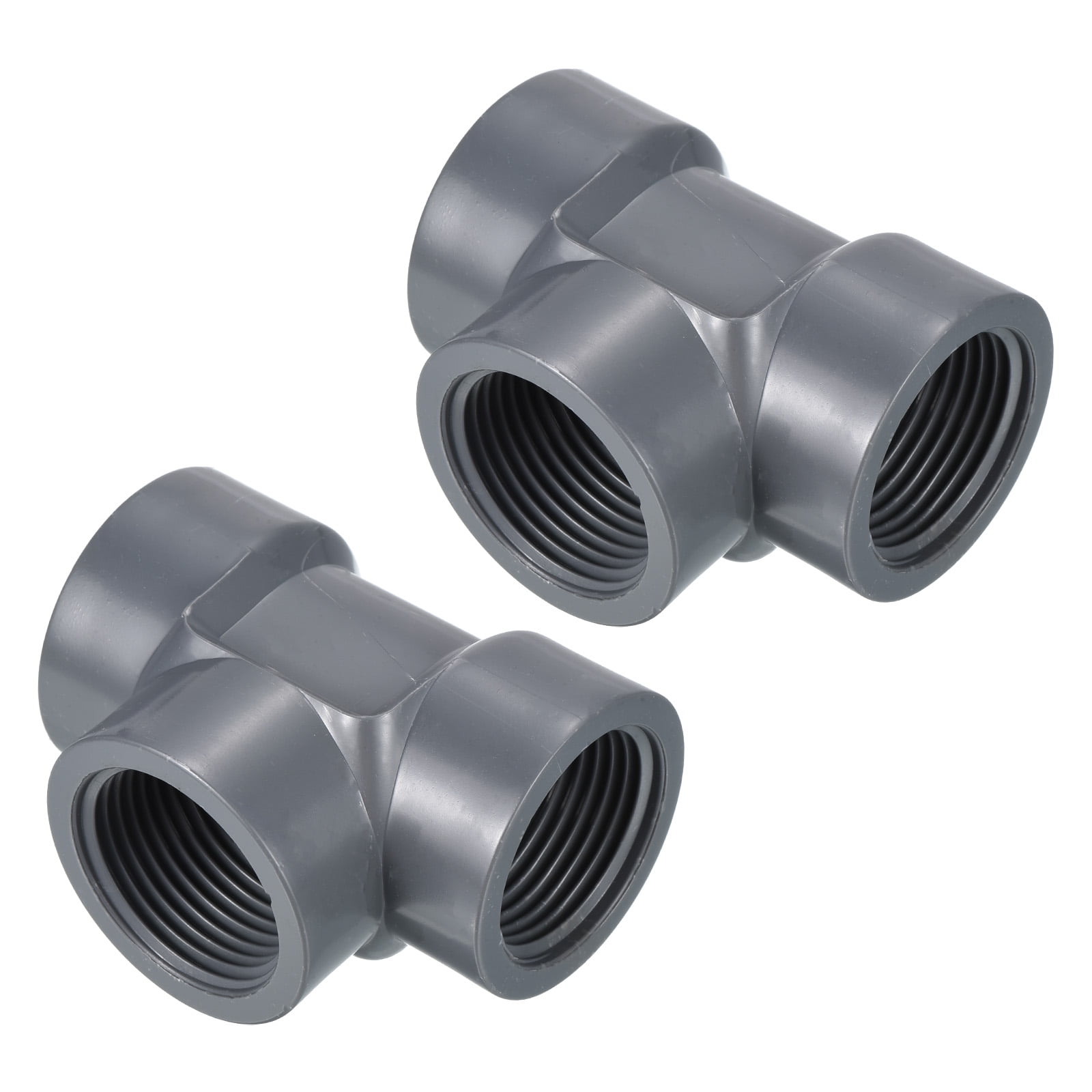 Uxcell UPVC Pipe Fitting 1PT Female Thread Tee Socket Hose Connector ...