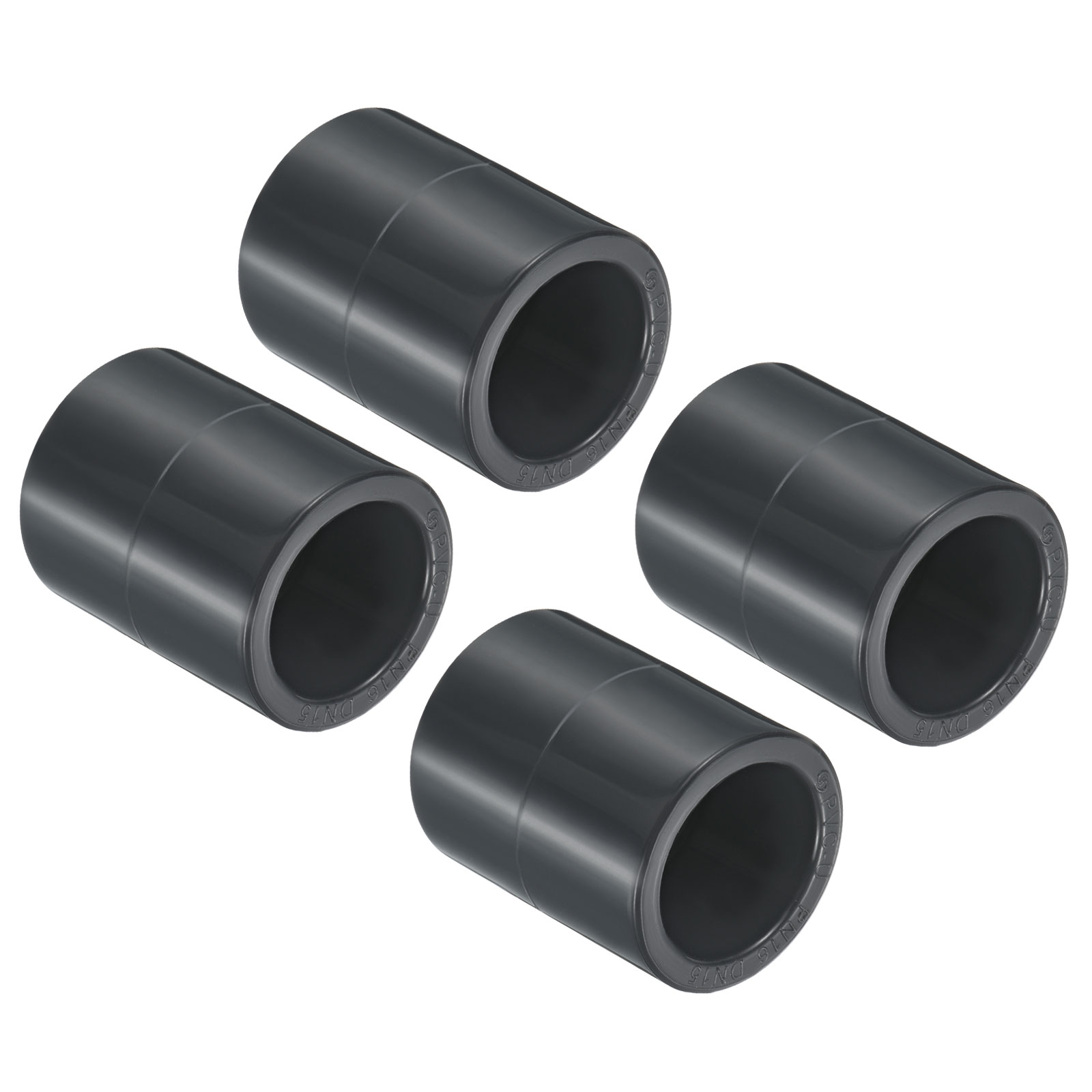 Uxcell UPVC Pipe Fitting 20mm Socket, 4 Pack Straight Coupling, Dark ...
