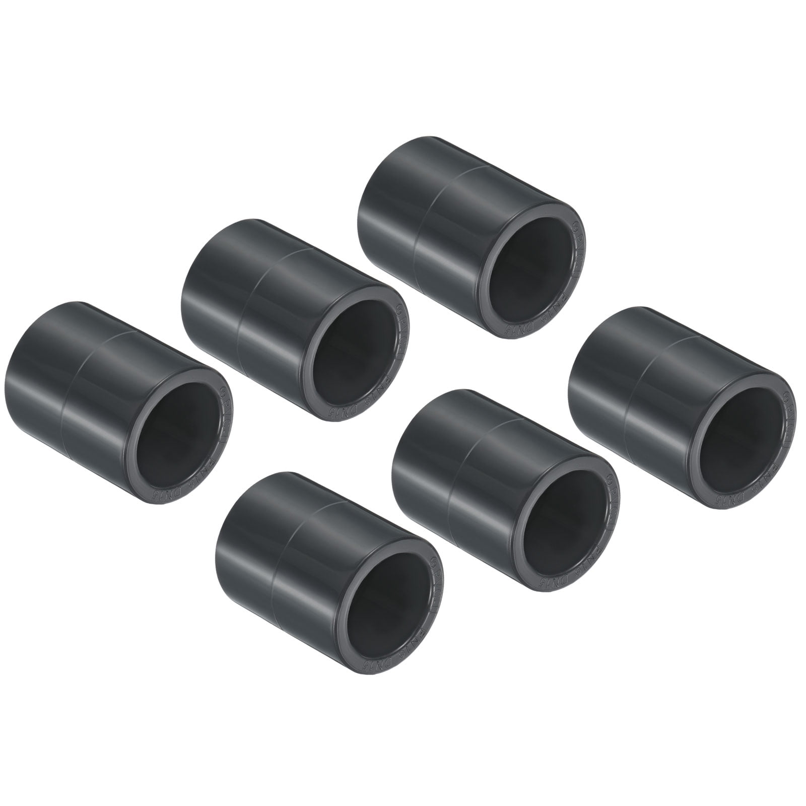 Uxcell UPVC Pipe Fitting 20mm Socket, 6 Pack Straight Coupling, Dark ...