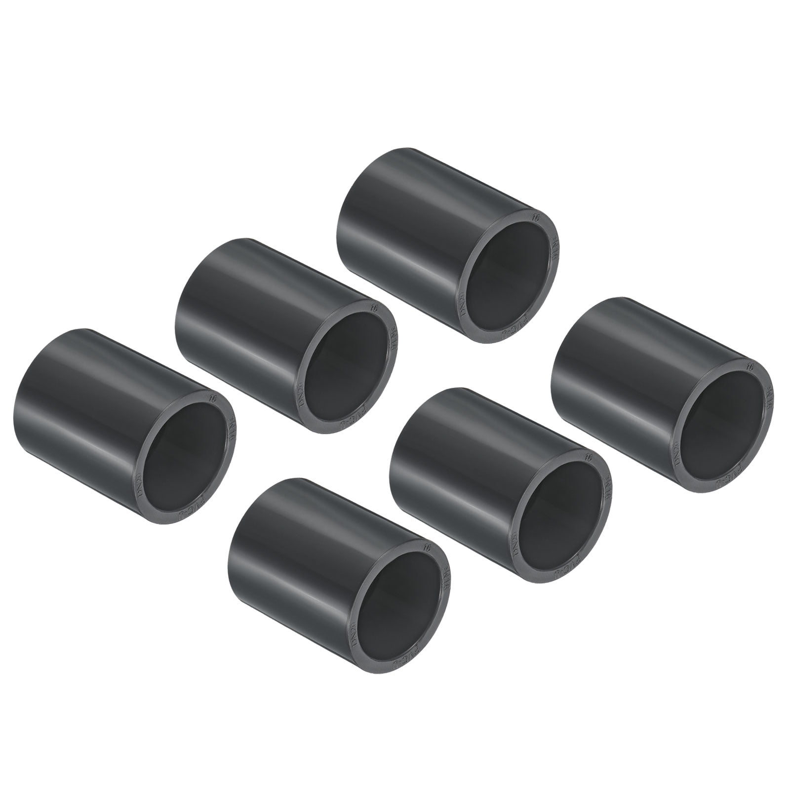 Uxcell UPVC Pipe Fitting 25mm Socket, 6 Pack Straight Coupling, Dark ...