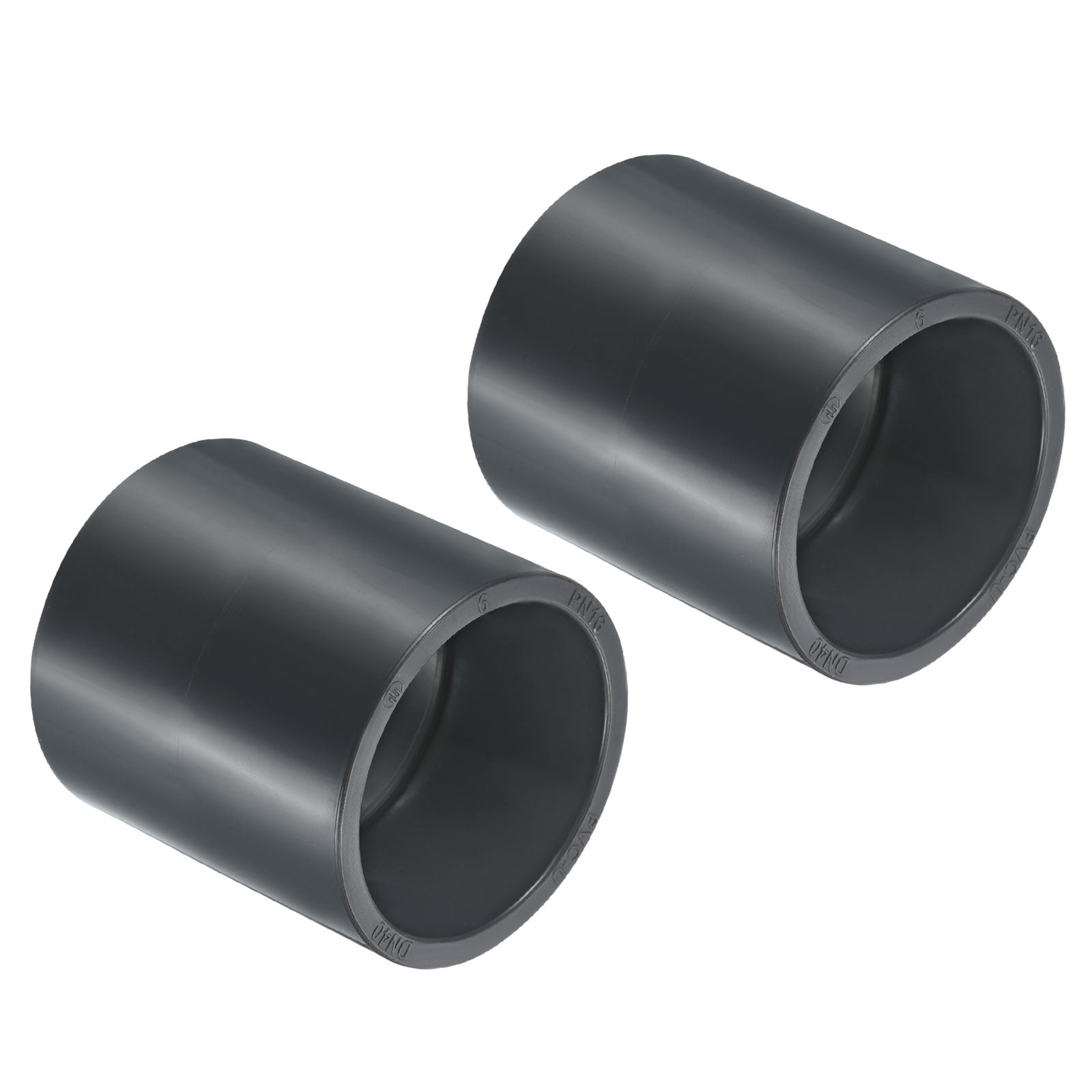 Uxcell UPVC Pipe Fitting 50mm Socket, 2 Pack Straight Coupling, Dark ...