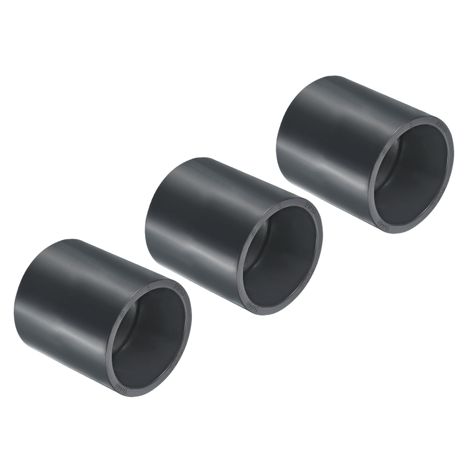 Uxcell UPVC Pipe Fitting 50mm Socket, 3 Pack Straight Coupling, Dark ...