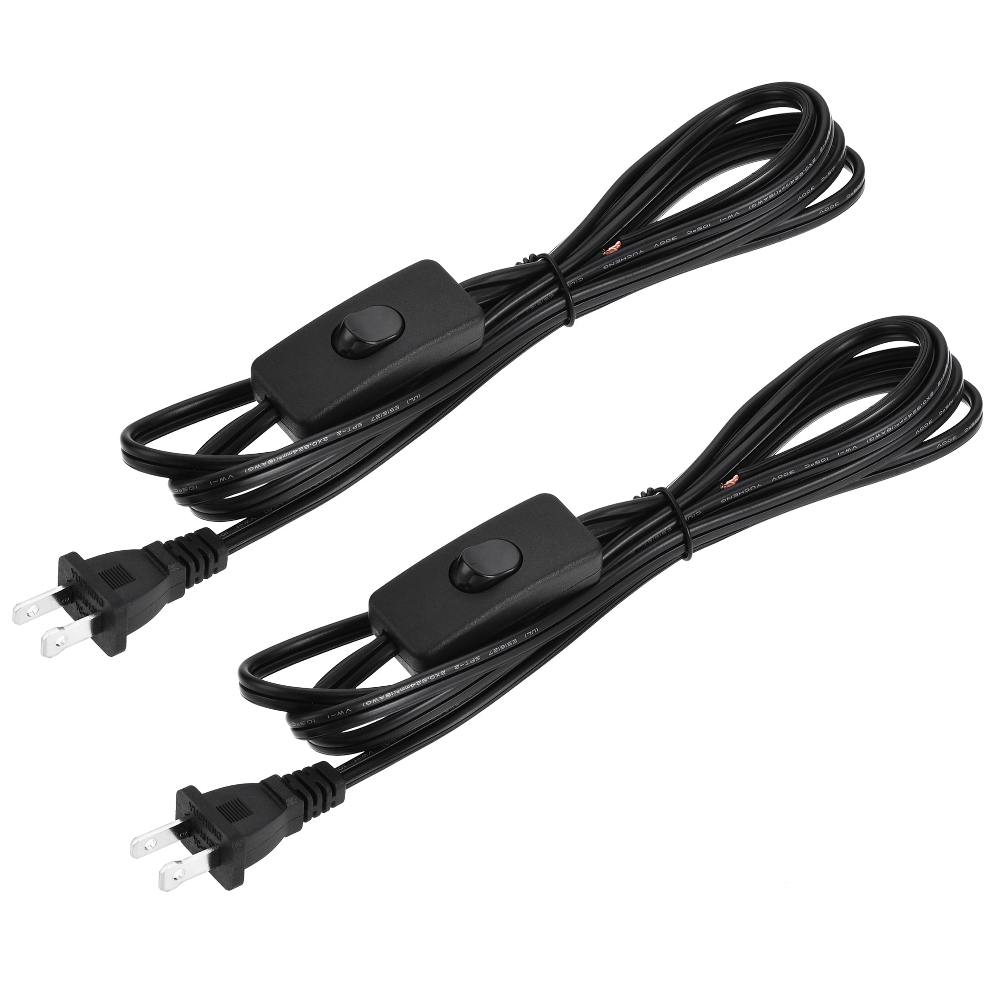 Uxcell Polyvinyl Chloride US Plug Lamp Cord with Switch SPT-2 18AWG ...