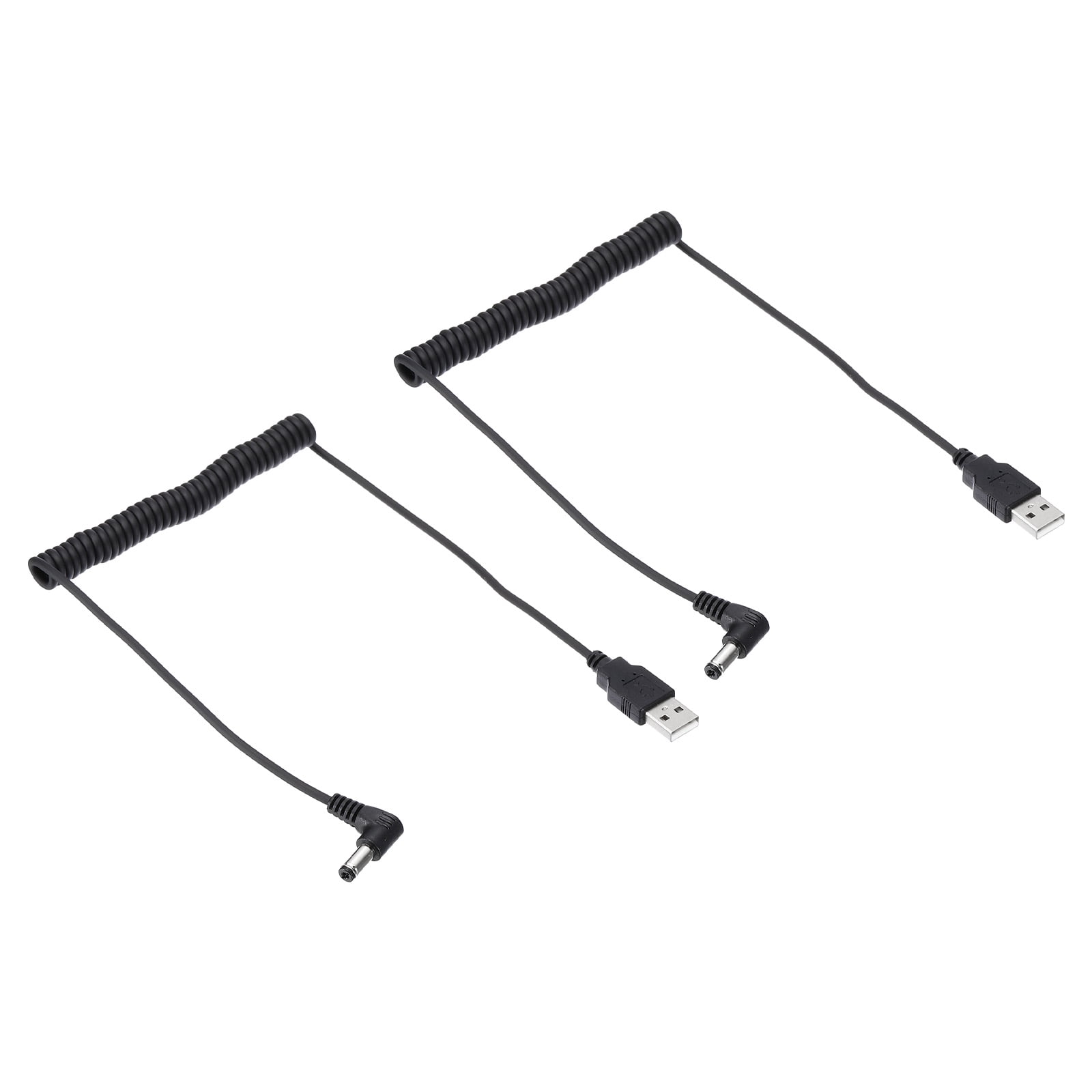 Uxcell USB 2.0 A Male to DC 5.5mm x 2.1mm Coiled Cable, 2 Pcs 90 Degree ...