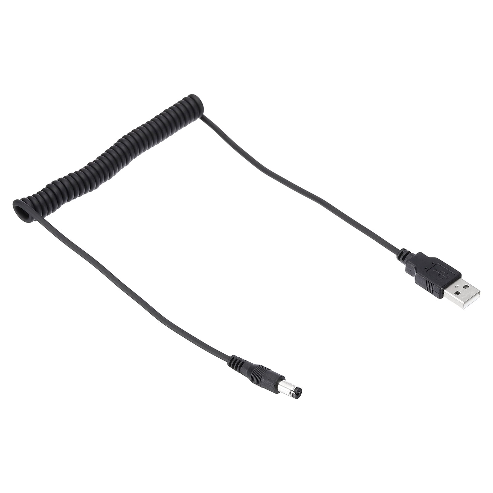 Uxcell USB 2.0 A Male to DC 5.5mm x 2.1mm Coiled Cable, Elastic Wire ...