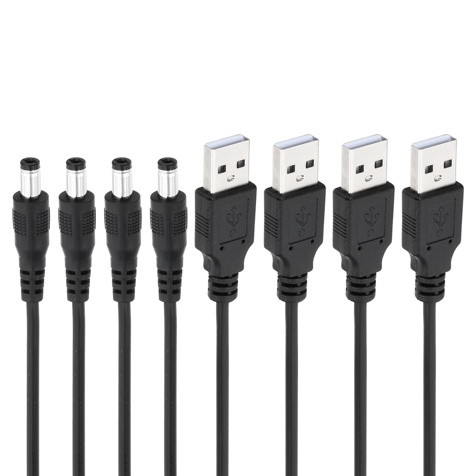 Uxcell USB 2.0 A Type to DC 5.5x2.1mm Barrel Jack Power Cable, 4pcs ...