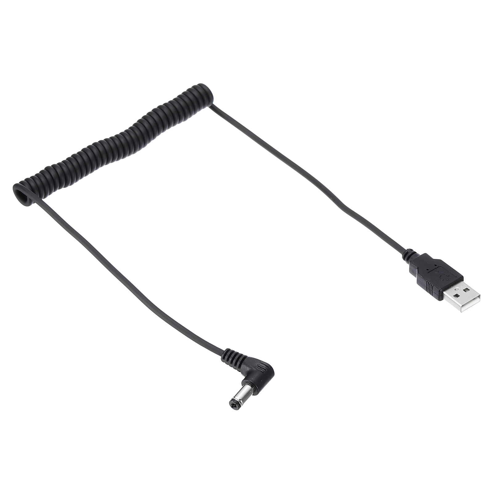 Uxcell USB 2.0 a Male to DC 5.5mm x 2.1mm Coiled Cable, 90 Degree ...