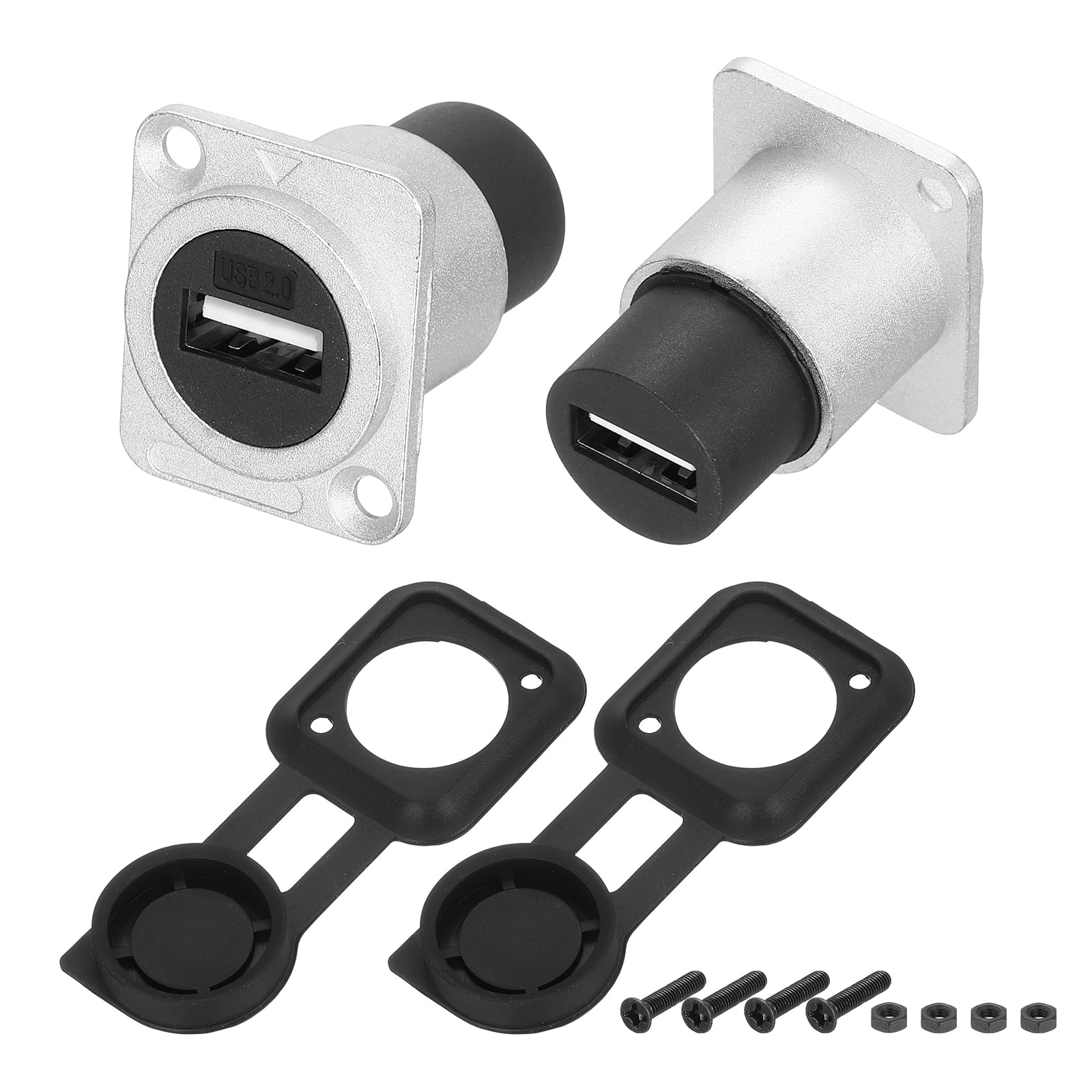 2Pcs USB 2.0 Panel Mount Coupler, D-Type USB Pass Through Connector ...