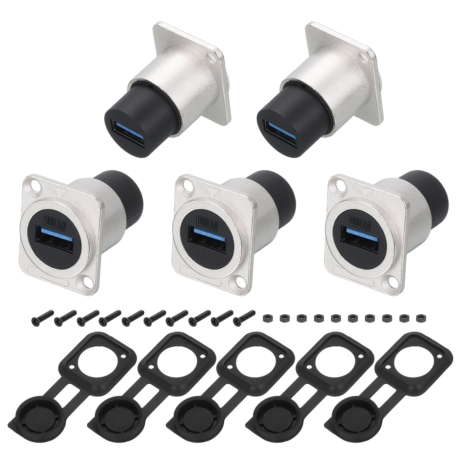 Uxcell USB 3.0 Panel Mount Coupler, D-Type Wall Outlet USB Pass Through ...